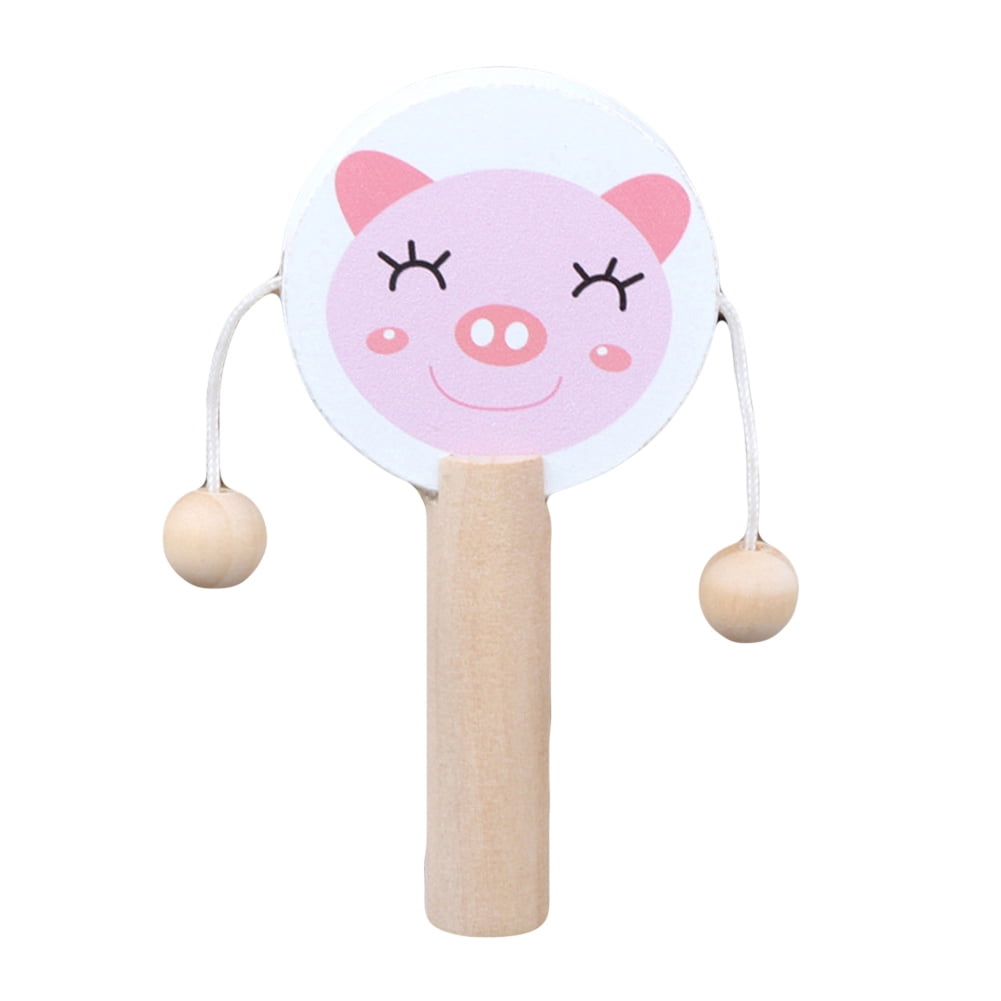 Mairbeon Cartoon Animal Wooden Handheld Musical Rattle Drum Shaker ...