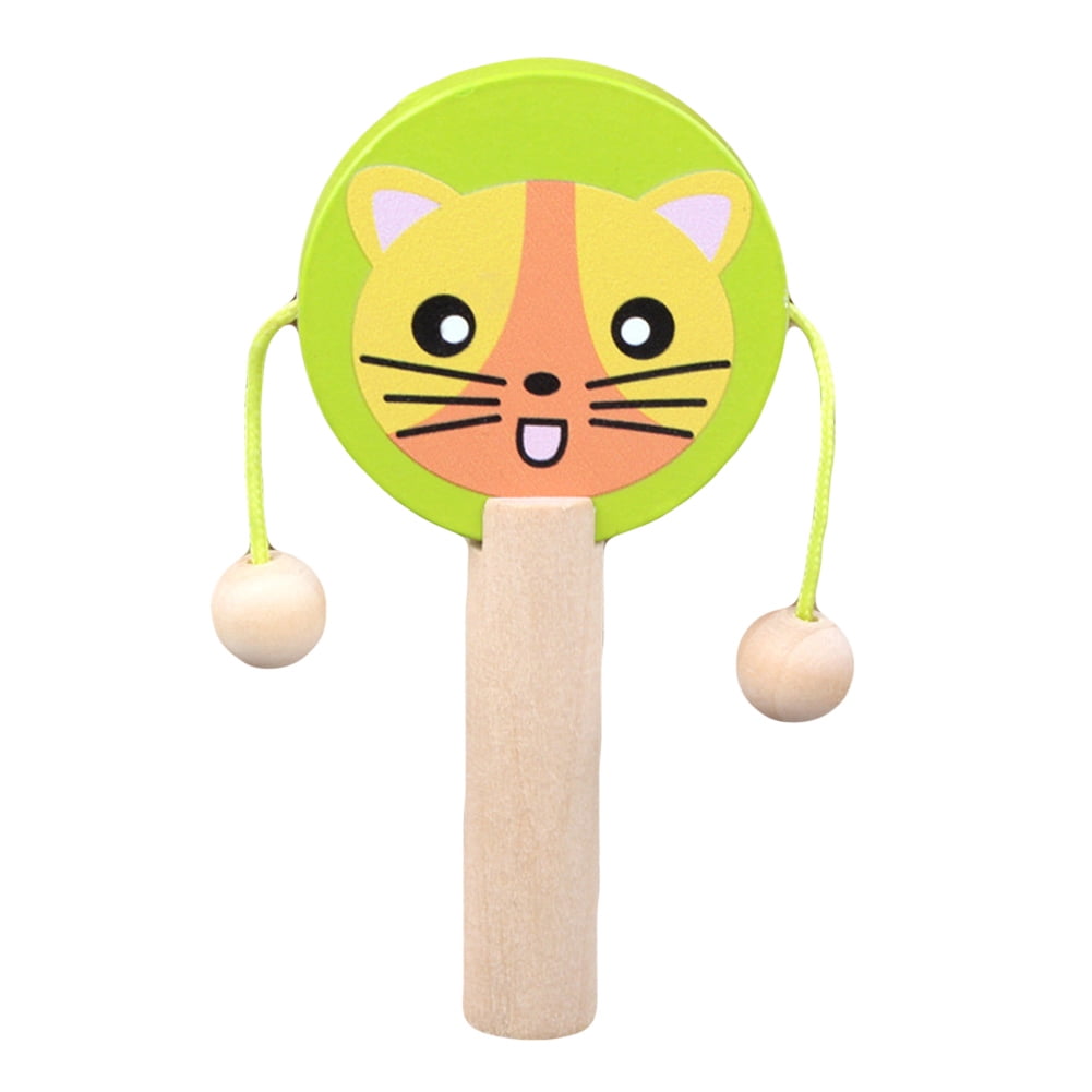 Mairbeon Cartoon Animal Wooden Handheld Musical Rattle Drum Shaker ...
