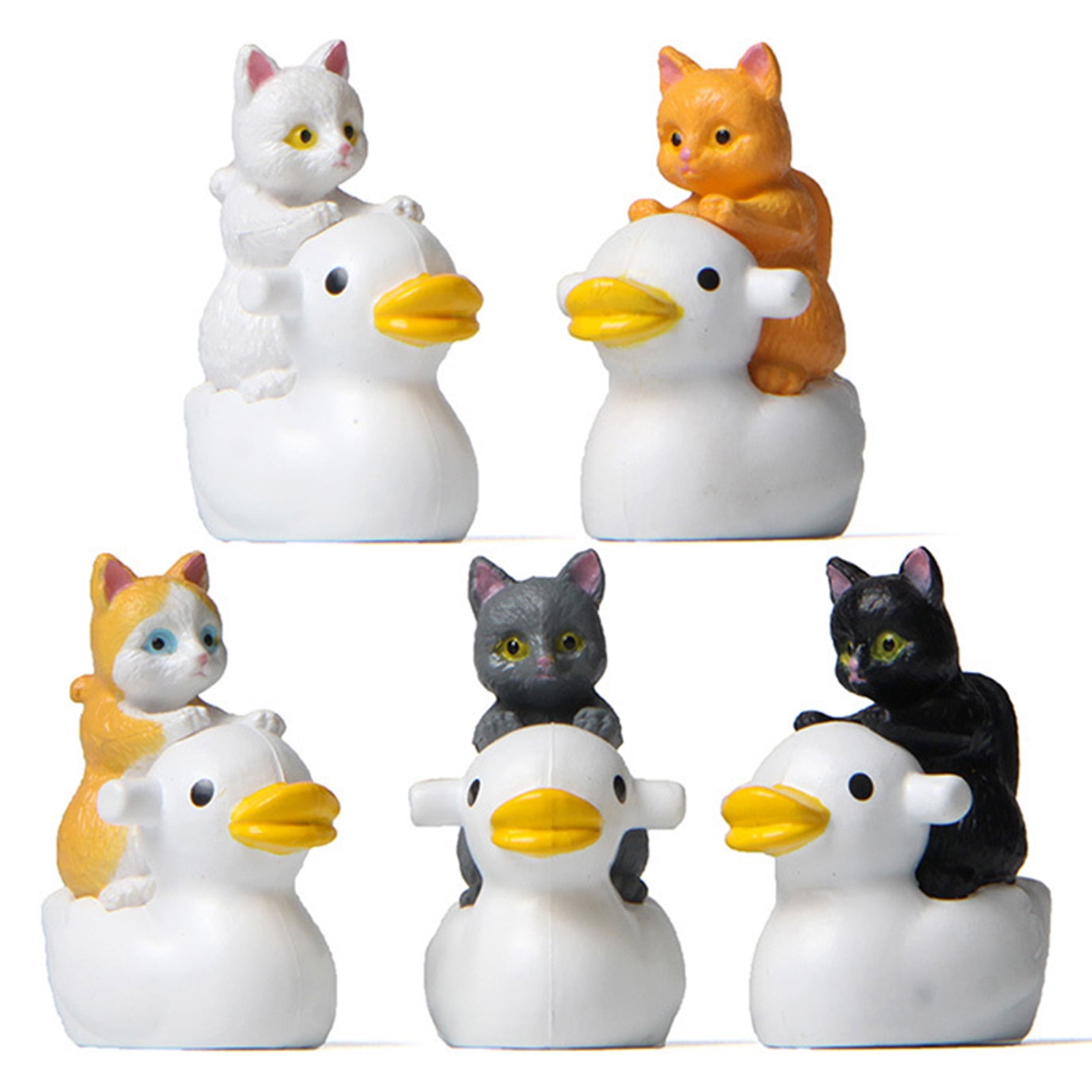 Mairbeon Cartoon Cat Figurine Cute Kitten Riding A Goose Miniature ...