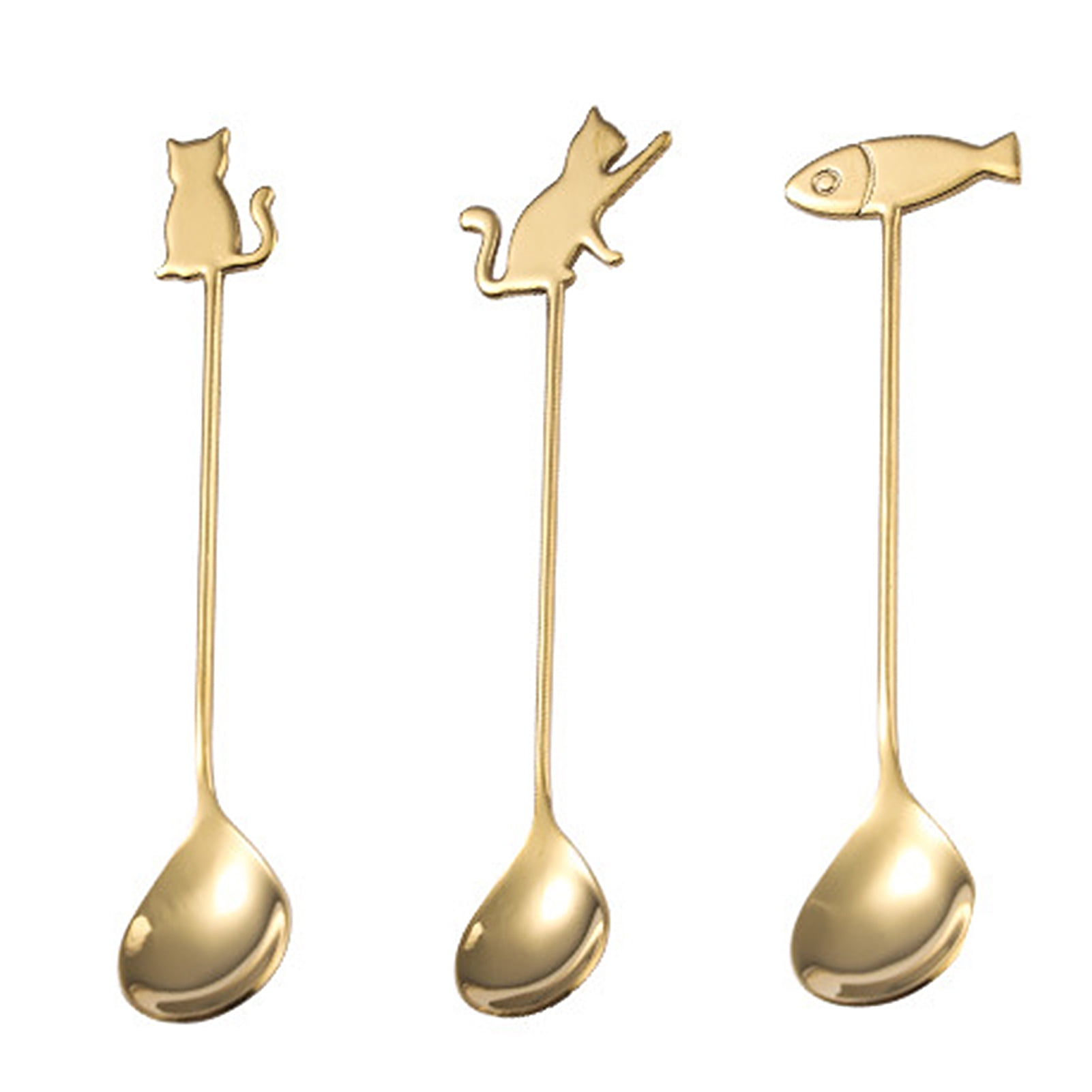 Mairbeon Cute Cat Fish Coffee Stirring Dessert Stainless Steel Milk Tea ...