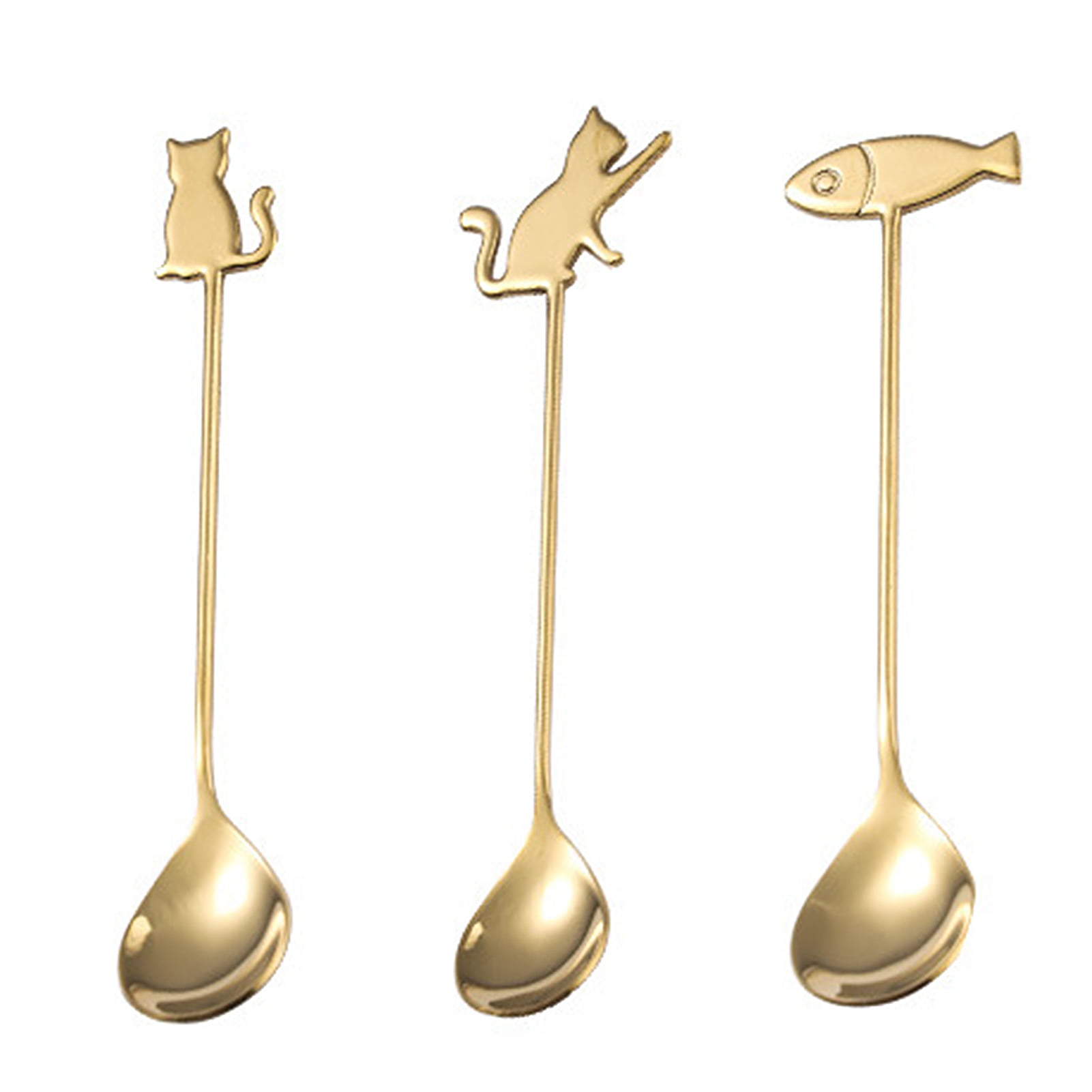 Mairbeon Cute Cat Fish Coffee Stirring Dessert Stainless Steel Milk Tea ...