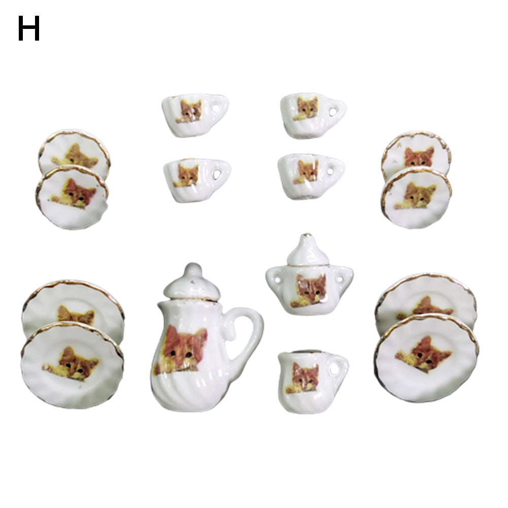 Mairbeon Doll House Miniature Mini Ceramic Tea Set Model Fairy Garden ...