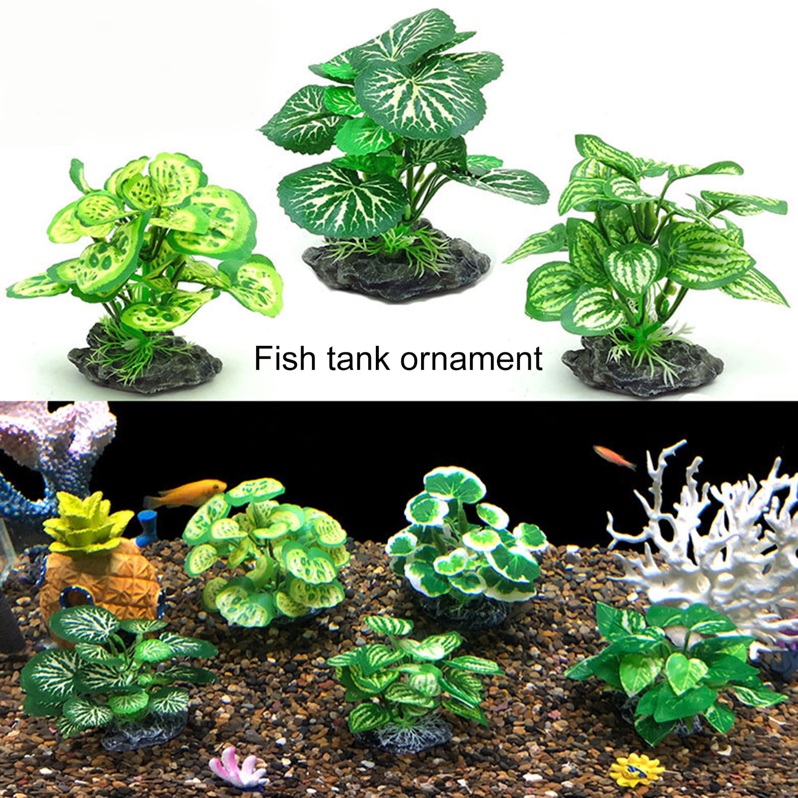 Mairbeon Fake Water Grass Vivid Colorfast High Simulation Large Leaves ...