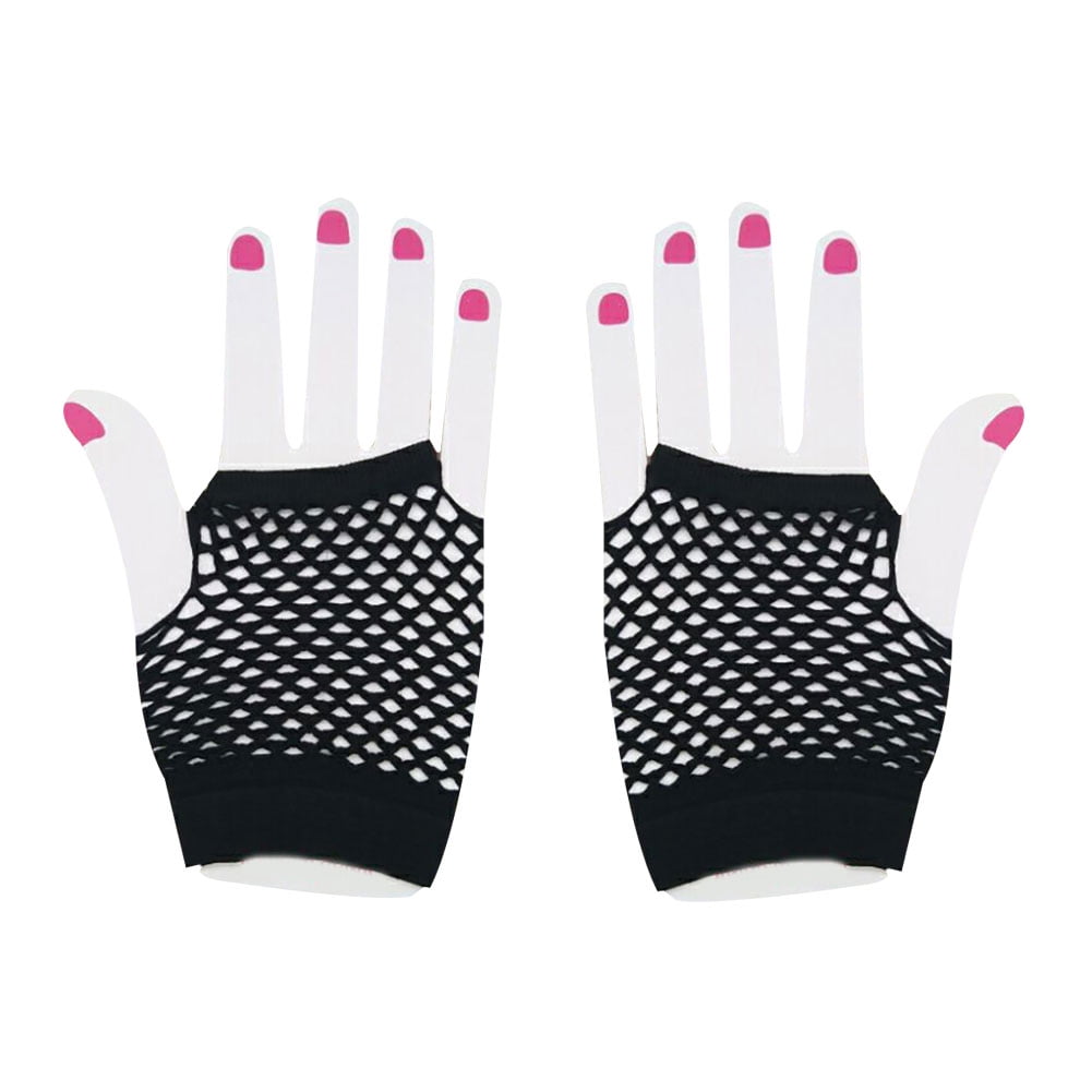 Mairbeon Fingerless Fancy Fishnet Mesh Net Gloves Neon Dress Party Hen ...