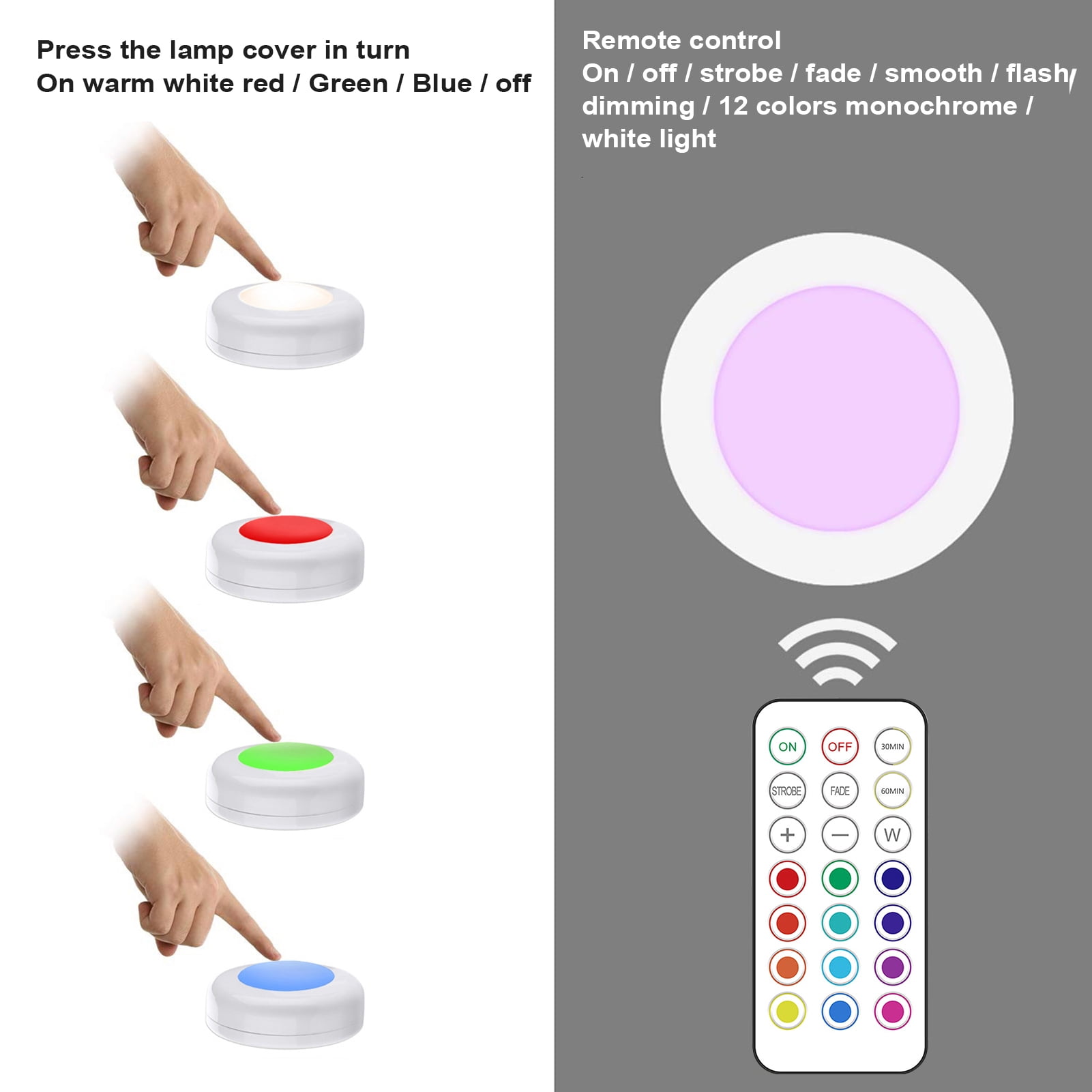 Mairbeon LED Cabinet Lamp RGB Color Dimmable Kitchen Counter Remote ...