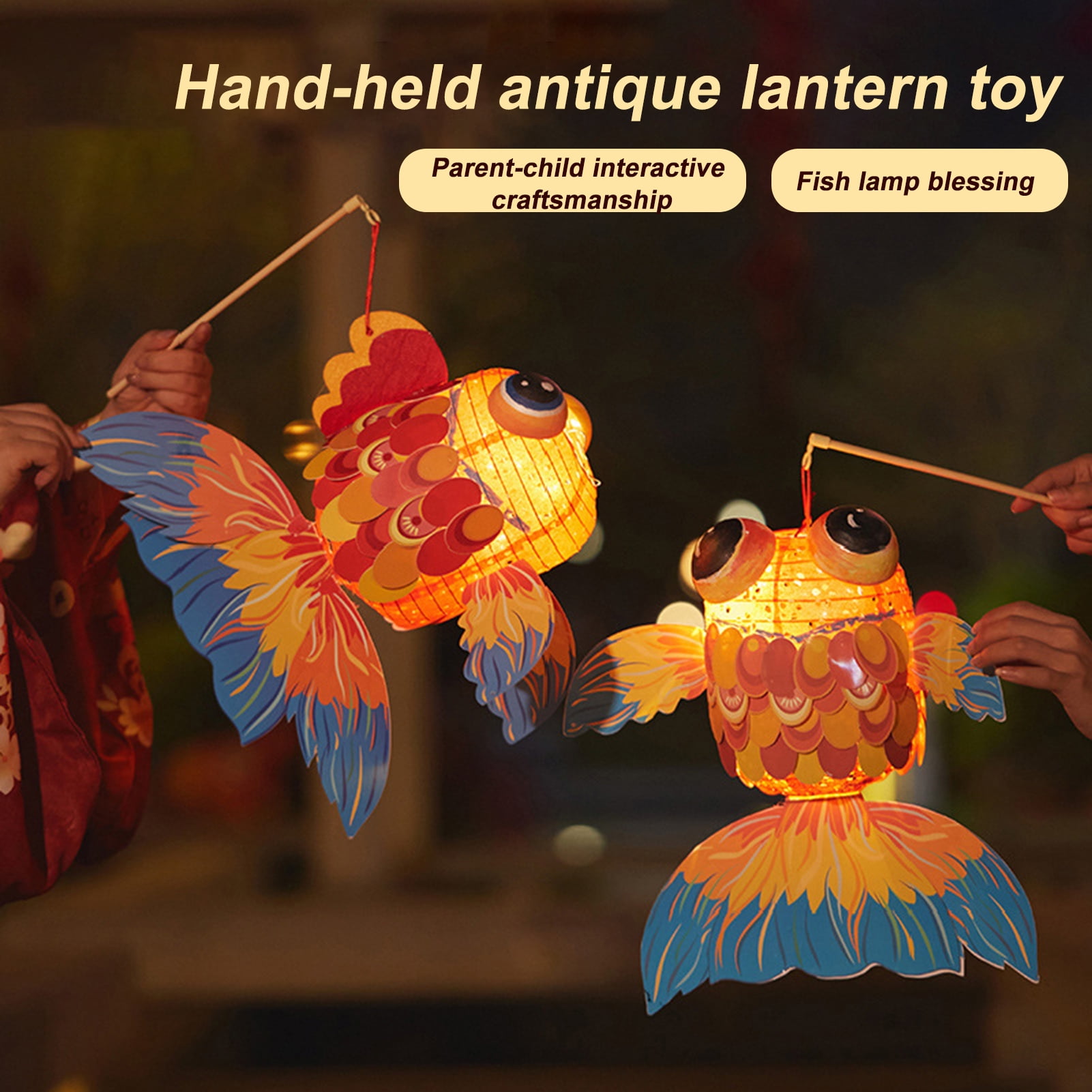 Mairbeon Lucky Goldfish Handmade Lantern Chinese Style Glowing Paper ...