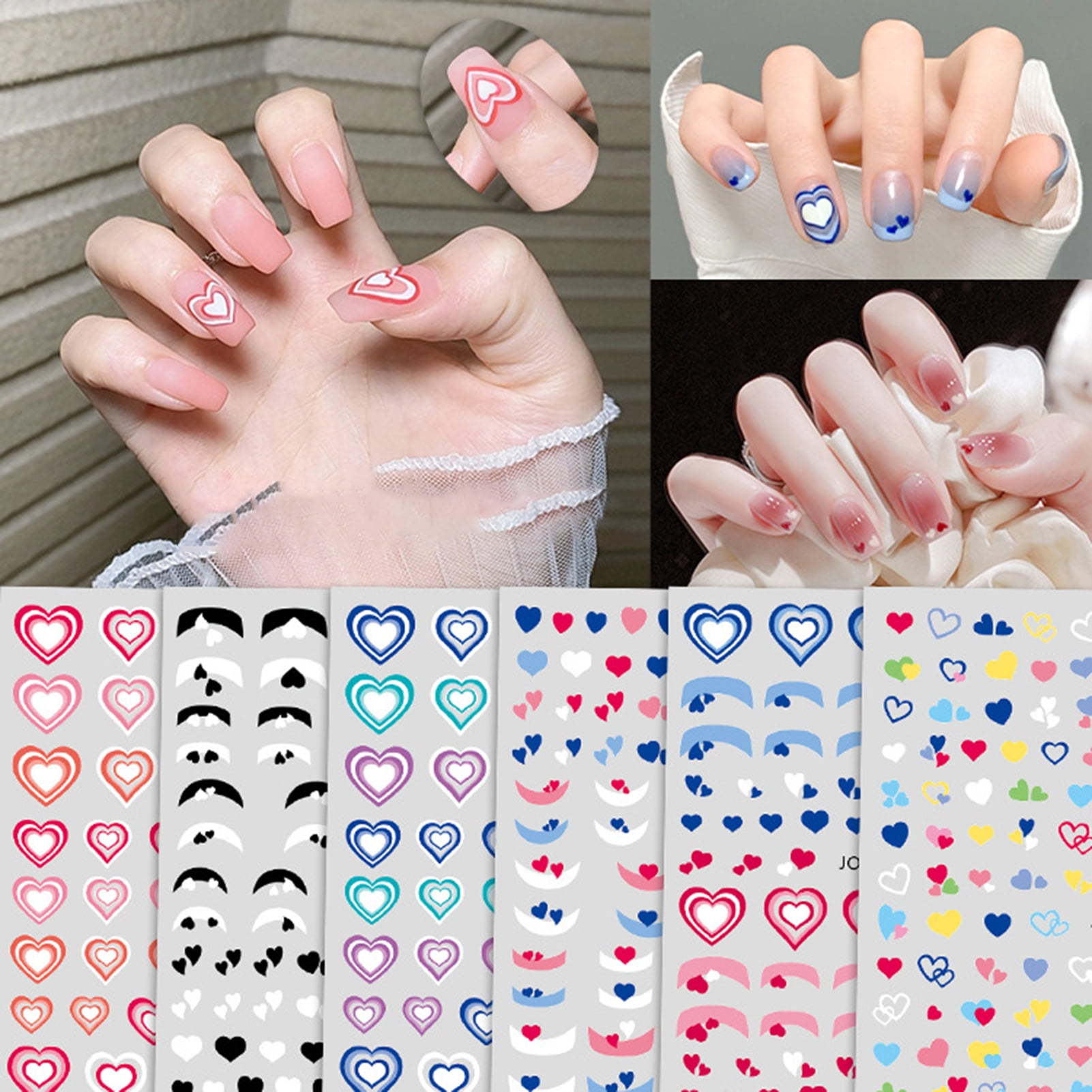 Mairbeon Nail Sticker Self Adhesive Waterproof Eye-catching Love Heart ...