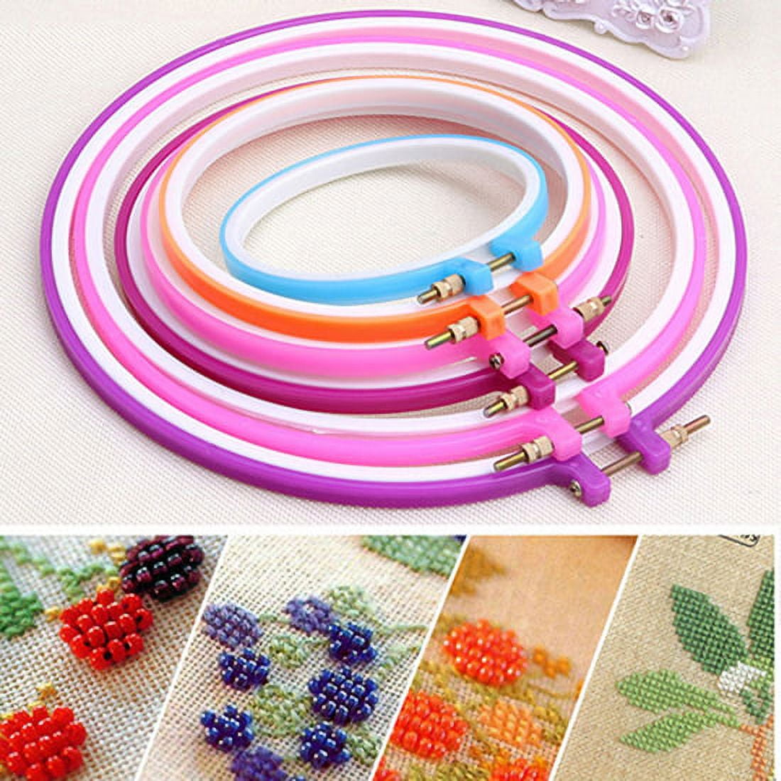 Mairbeon Plastic Cross Stitch Machine Adjustable Embroidery Hoop Ring ...