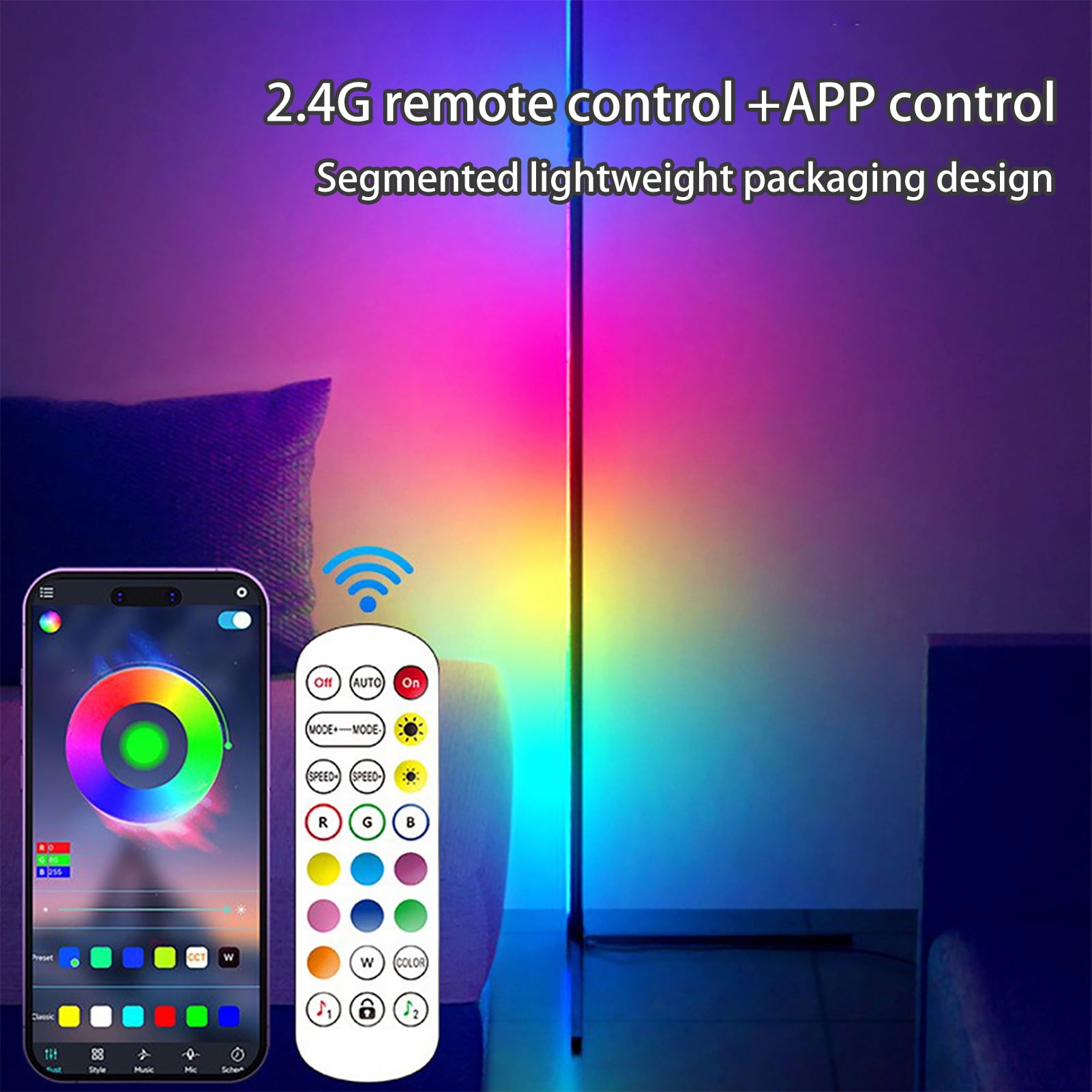 Mairbeon RGB Floor Lamp with Remote Control Multiple Lighting Modes ...