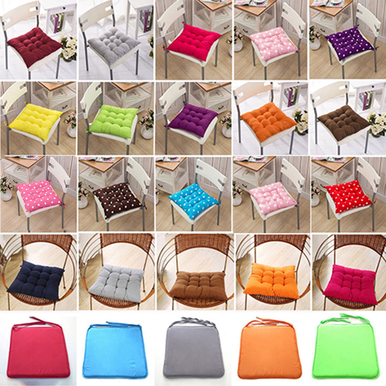 Mairbeon Soft Polka Dot Solid Seat Pad Travel Home Office Decor Tie On ...