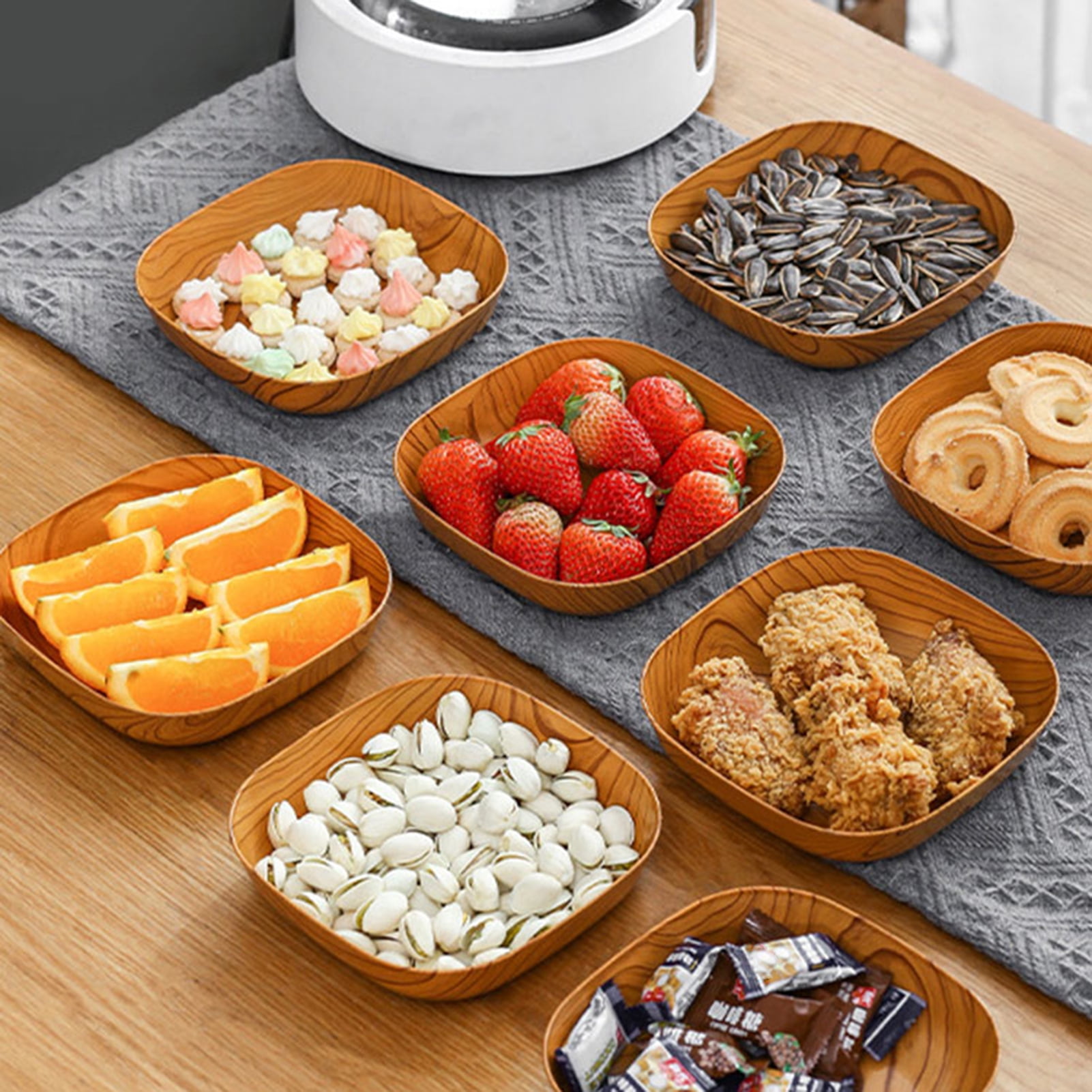 Mairbeon Spit Bone Dish Imitation Wood Grain Stackable Retro Food Grade ...