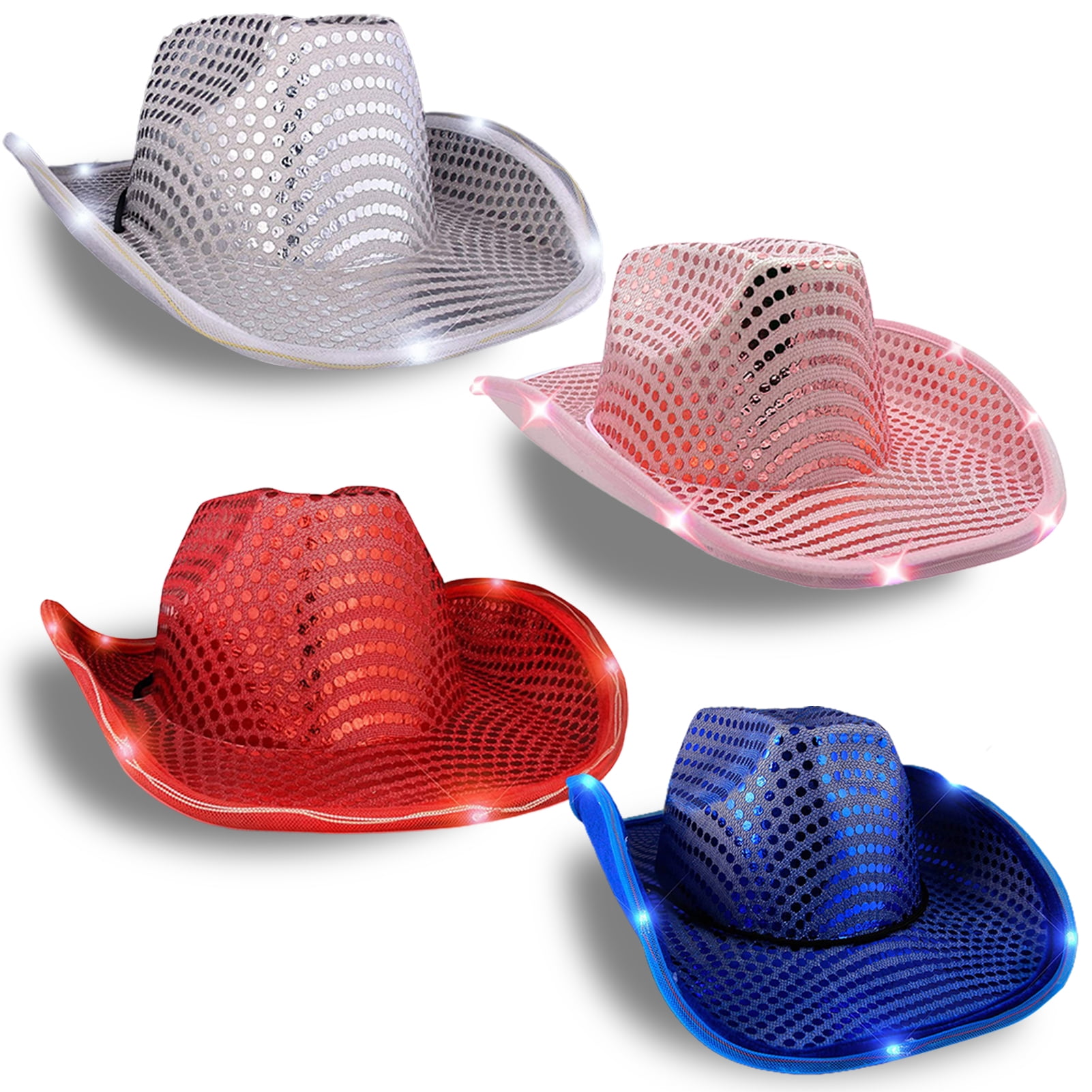 Mairbeon Unisex Jazz Hat Sequin Sun Protection Luminous Cap Stage ...