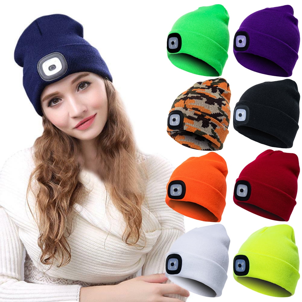 Mairbeon Unisex Outdoor Cycling Hiking Led Light Knitted Hat Winter
