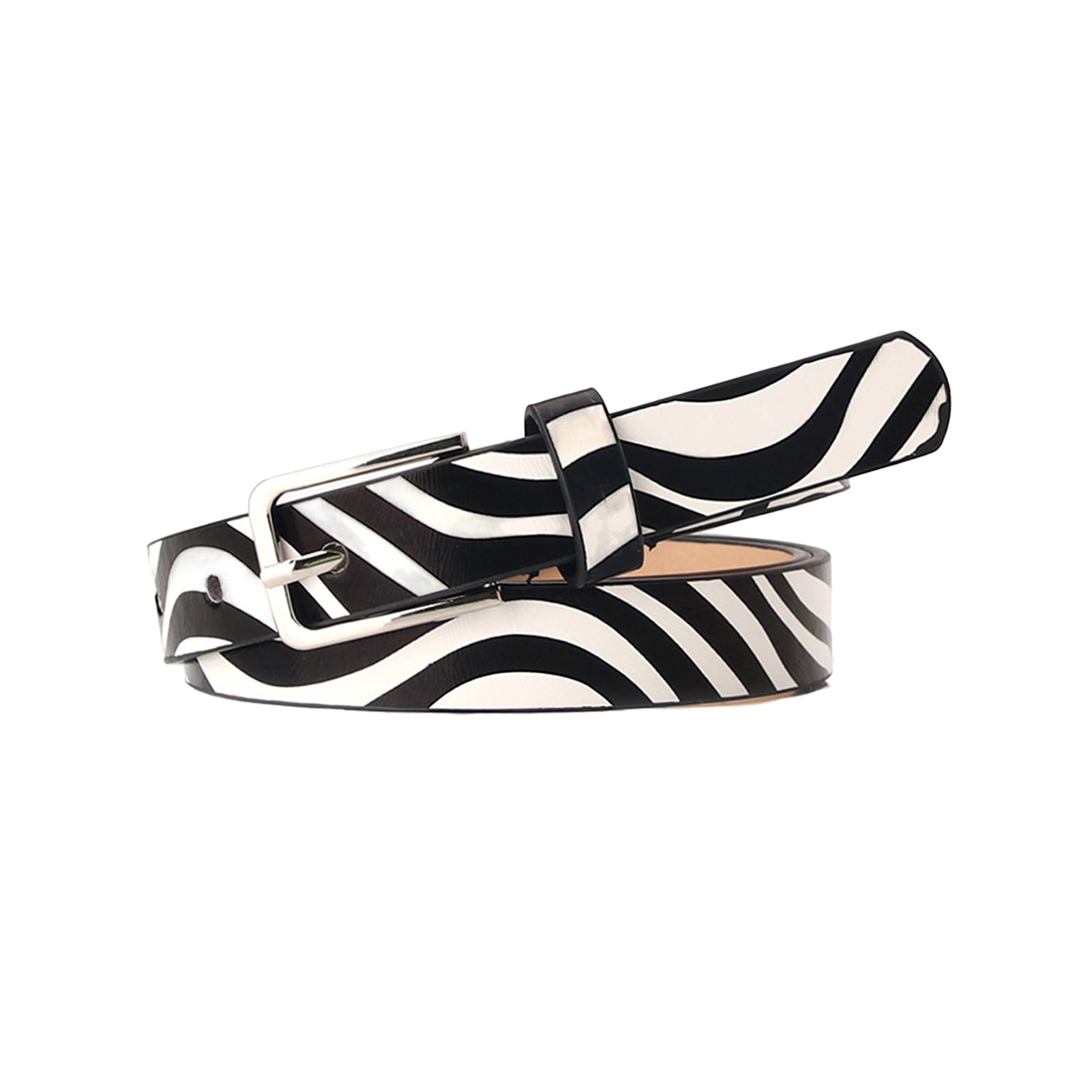 Mairbeon Women Thin Belt Zebra Leopard Print Faux Leather Waistband ...