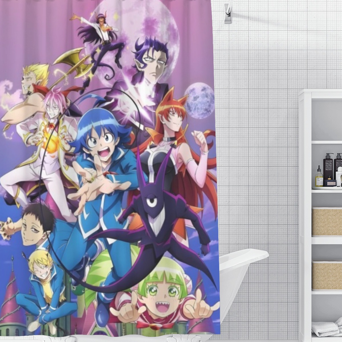 Mairimashita! Iruma-kun 2 shower curtain features an iconic print,51" x ...