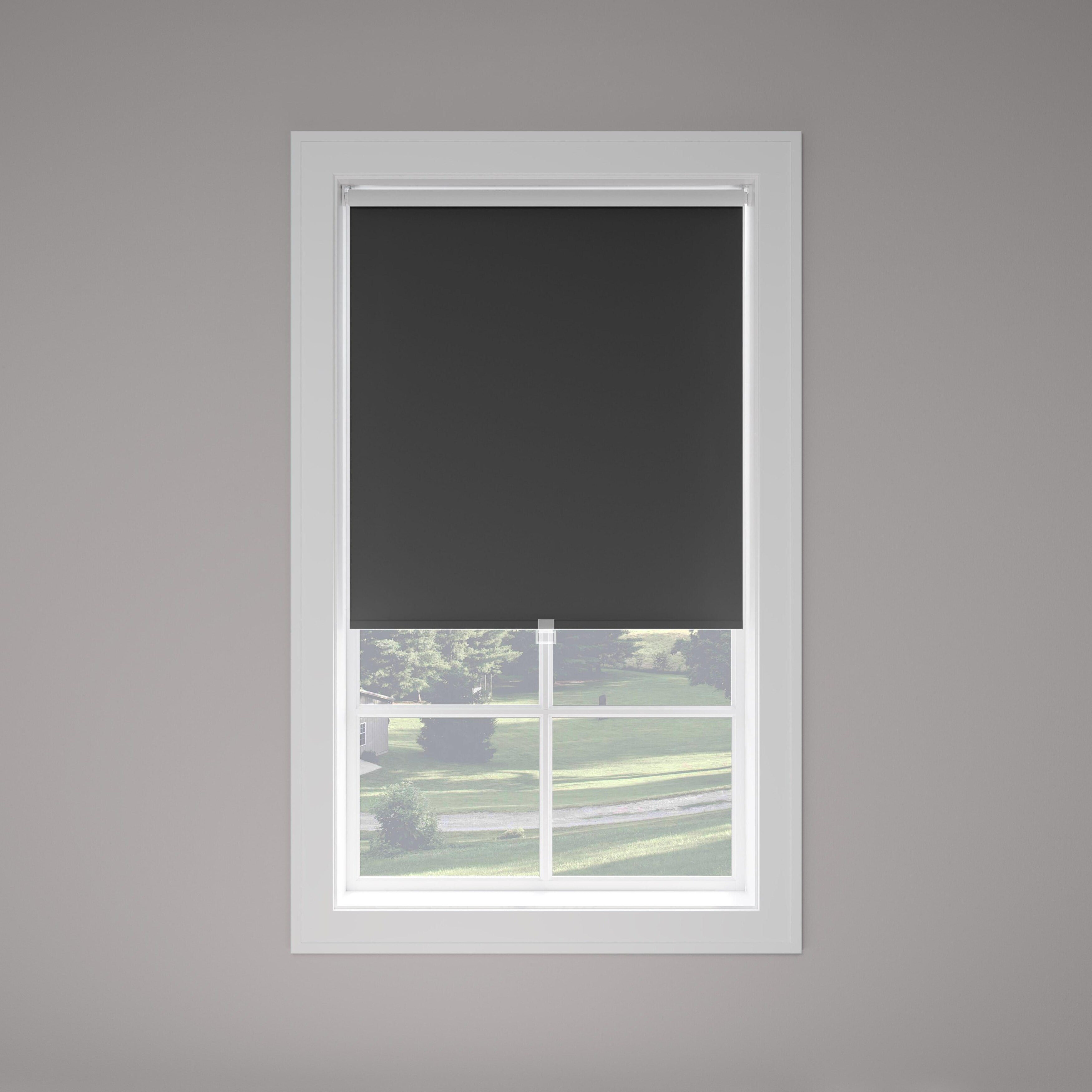 Mairo Black Blackout Roller Shade Cordless 74 in. L (Custom Widths ...
