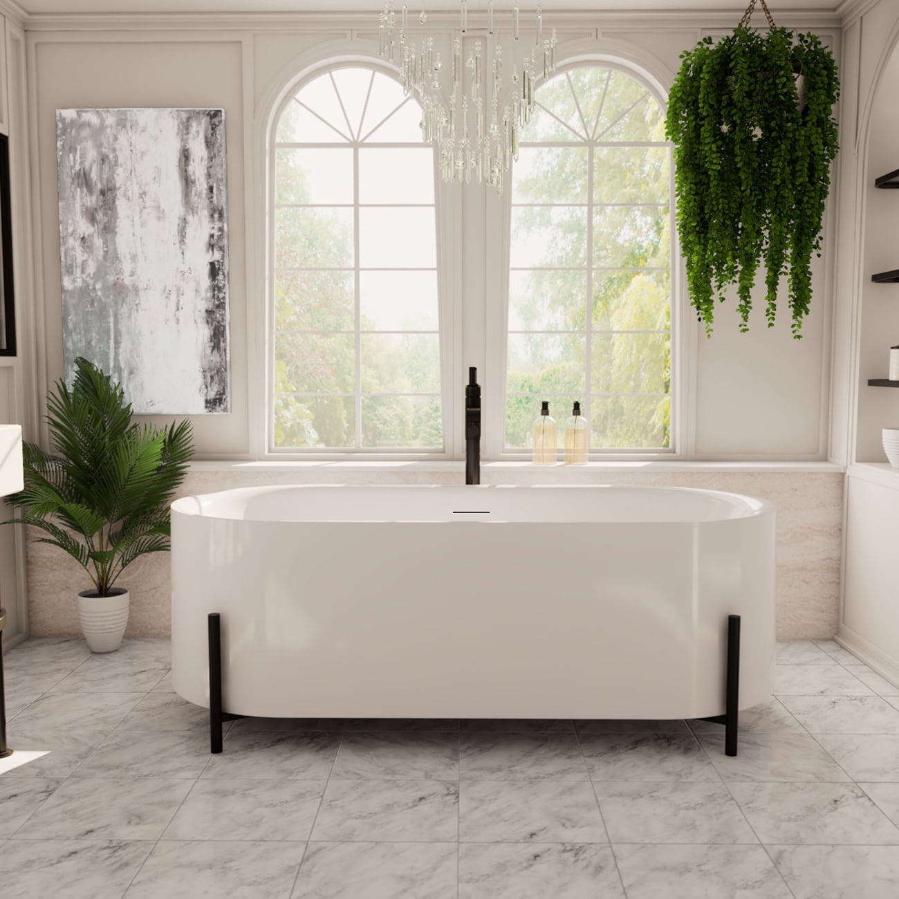 Maisie 67 Inch Acrylic Double Ended Tub with Matte Black Stand ...