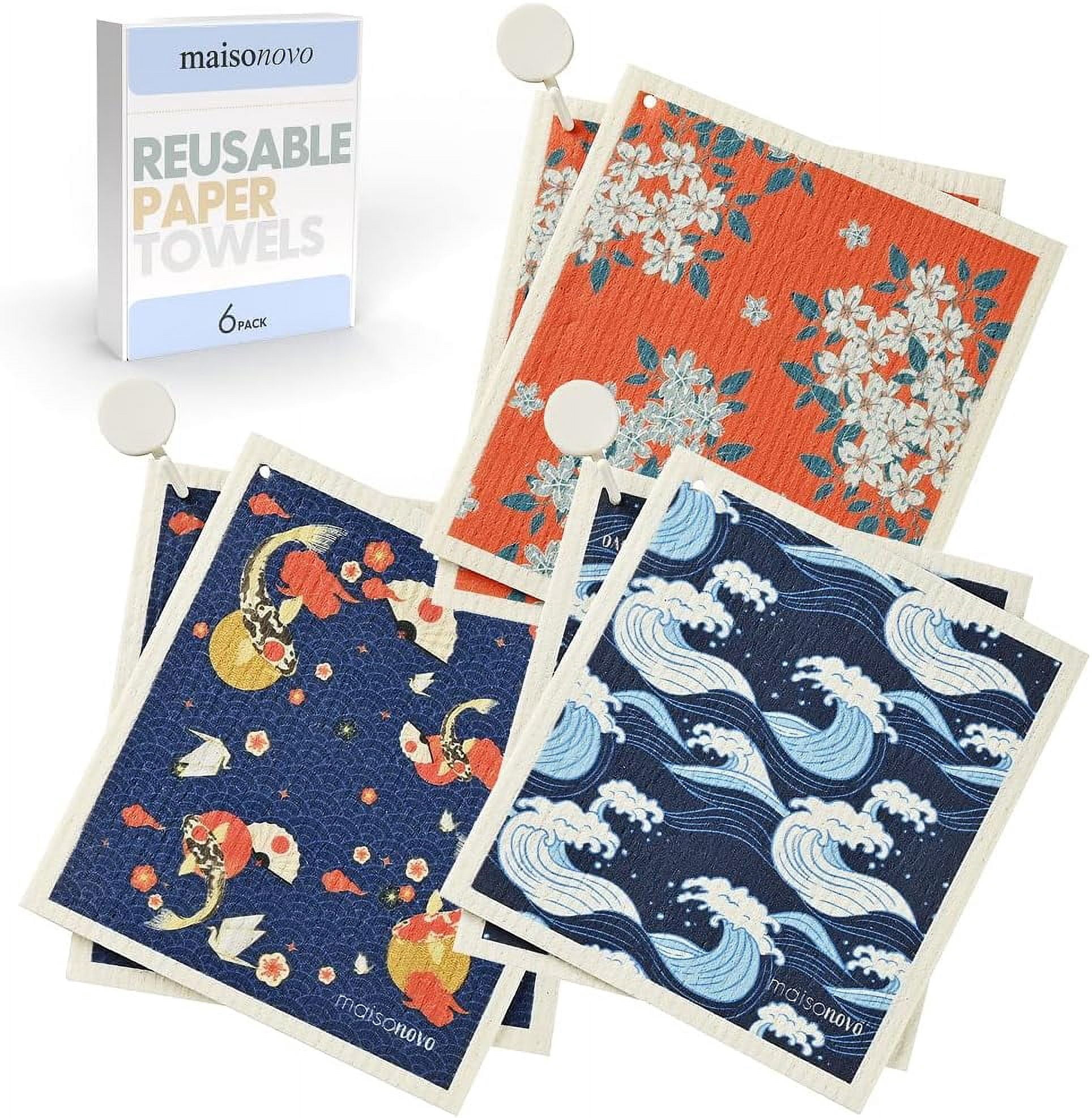 MaisoNovo Swedish Dishcloths for Kitchen | Reusable Paper Towels with ...