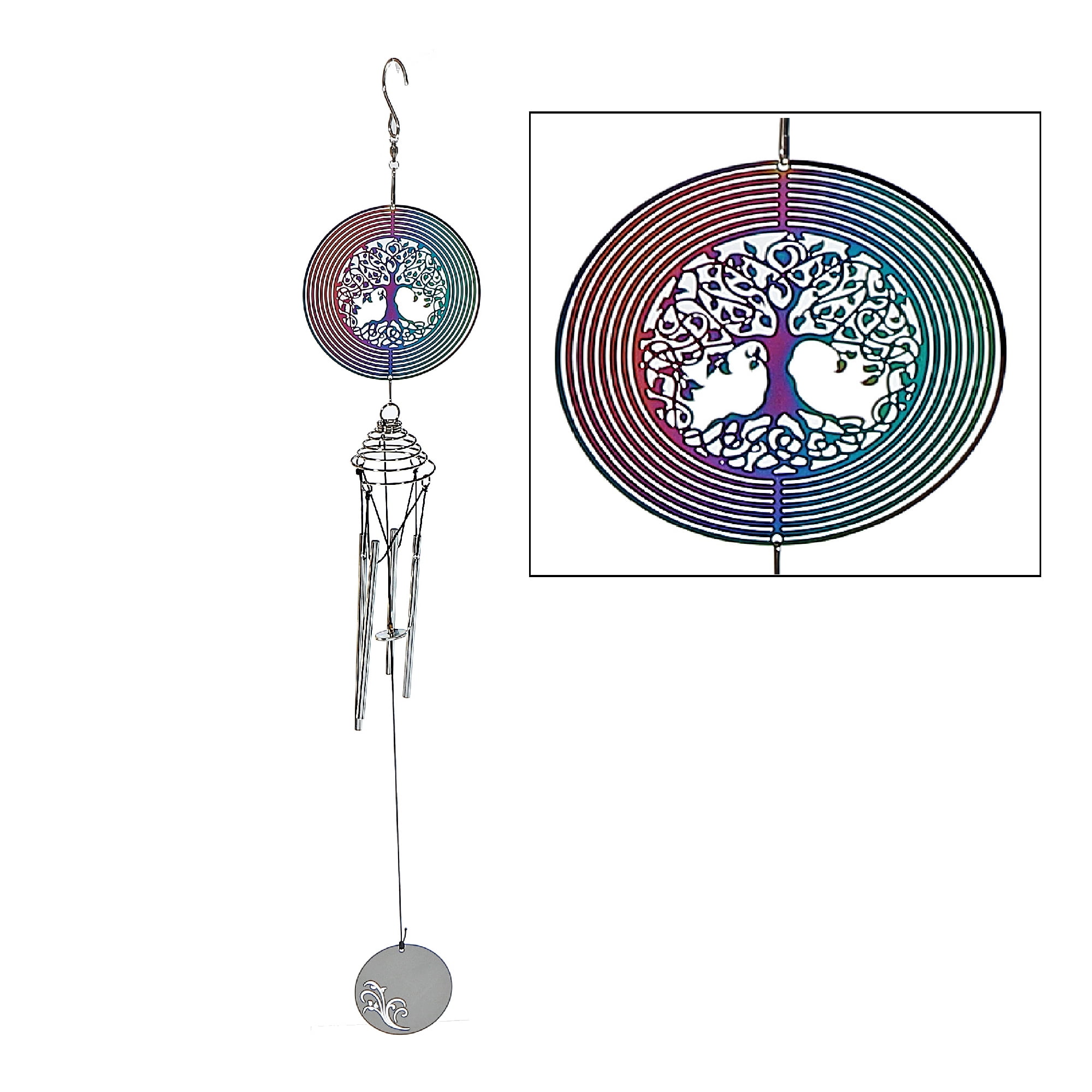 Maison Concepts 23" Colorful Tree Of Life Spinner & Wind Chime, 4 L x 4 ...