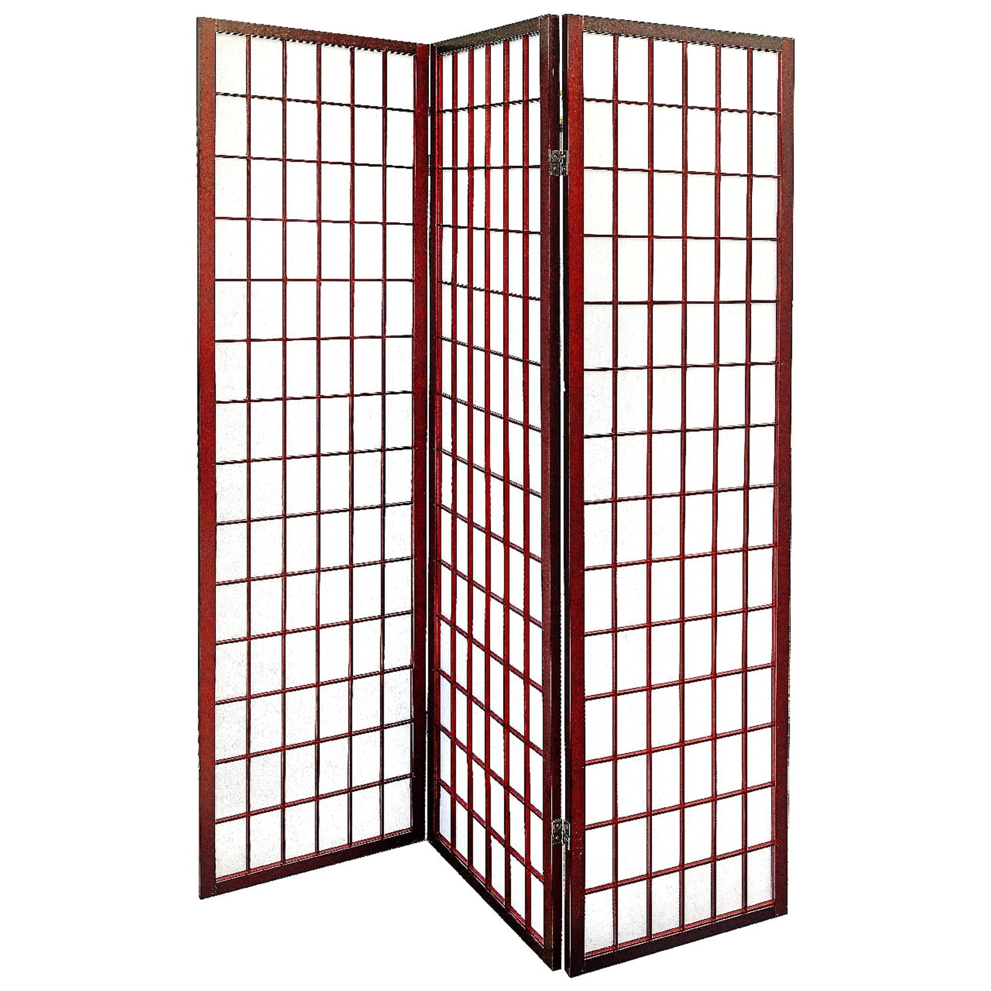 Maison Concepts 3 Panel Wood Framed Paper Screen Mahogany (51.5 L X 0.8 ...