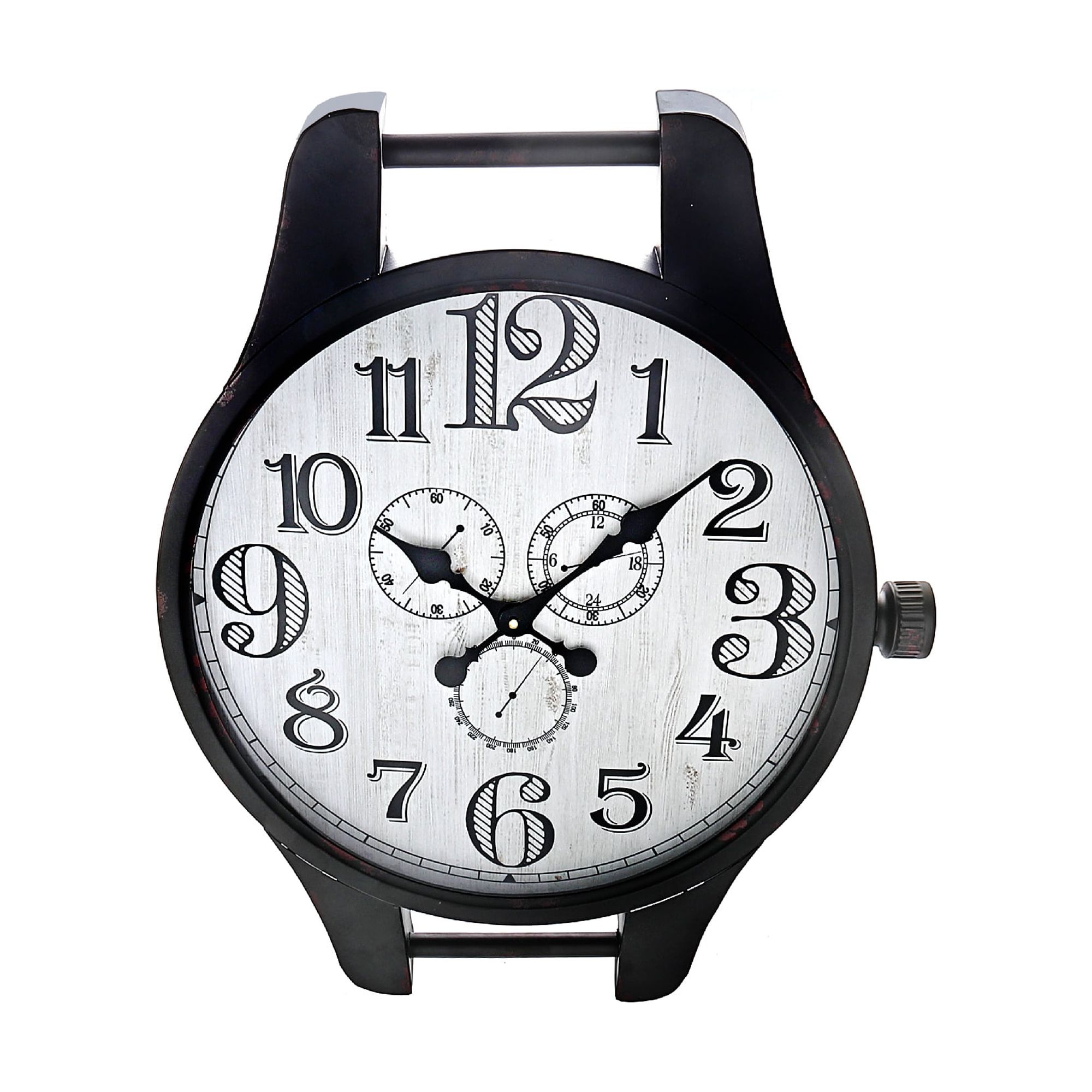 Maison Concepts Black Metal Watch Shaped Clock (22 L X 2.5 W X 26 H ...