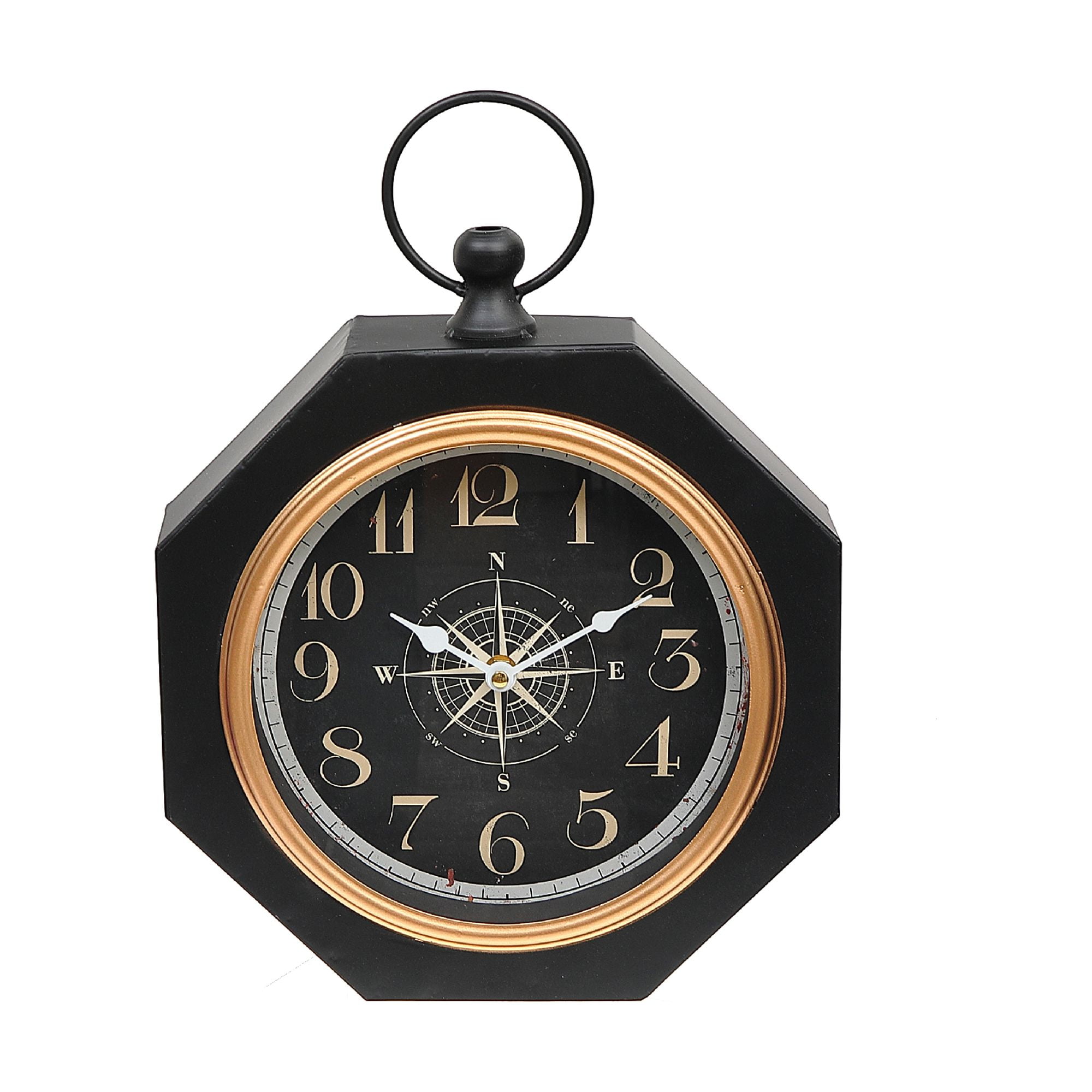 Maison Concepts Black Octagon Metal Table Clock (11L X 3.35W X 15.15H ...