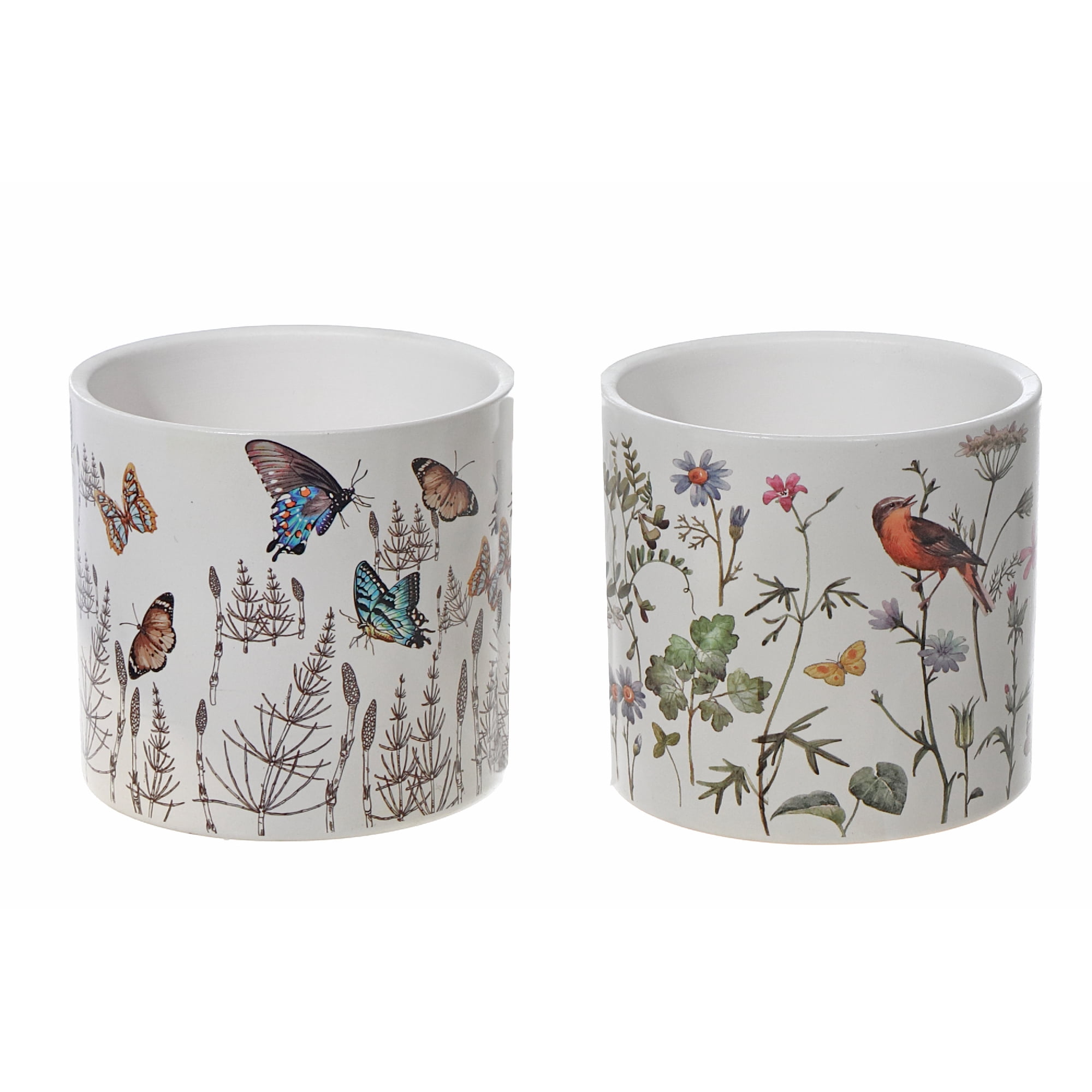 Maison Concepts Ceramic Round Planters Garden Floral (Multi) 4.92" X 4. ...