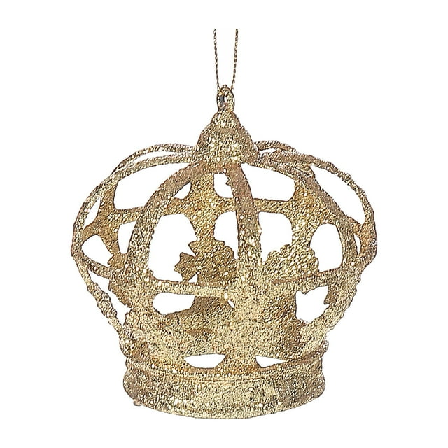Maison Concepts Christmas Gold Glitter Ornament Crown - Set of 12 (3.55L X 3.55W X 3.55H ...