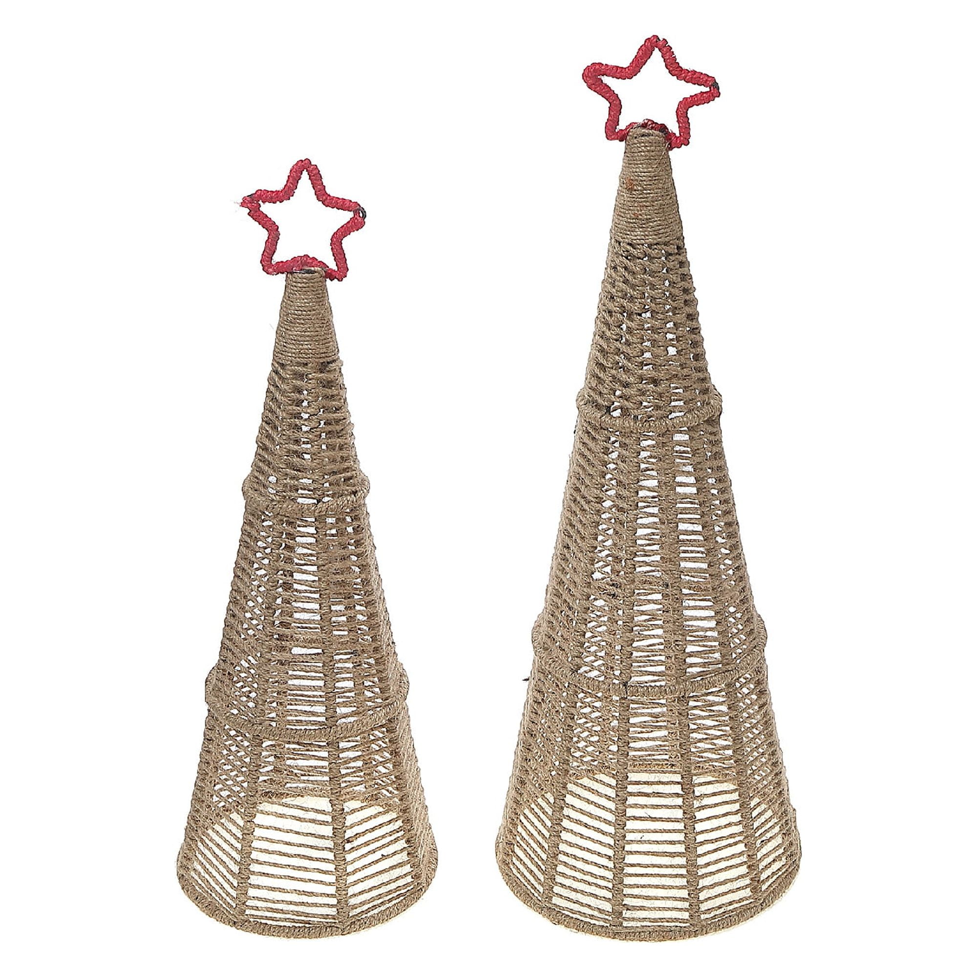 Maison Concepts Christmas Jute Cone Tree With Star Set Of 2 (9.5L X 9 ...