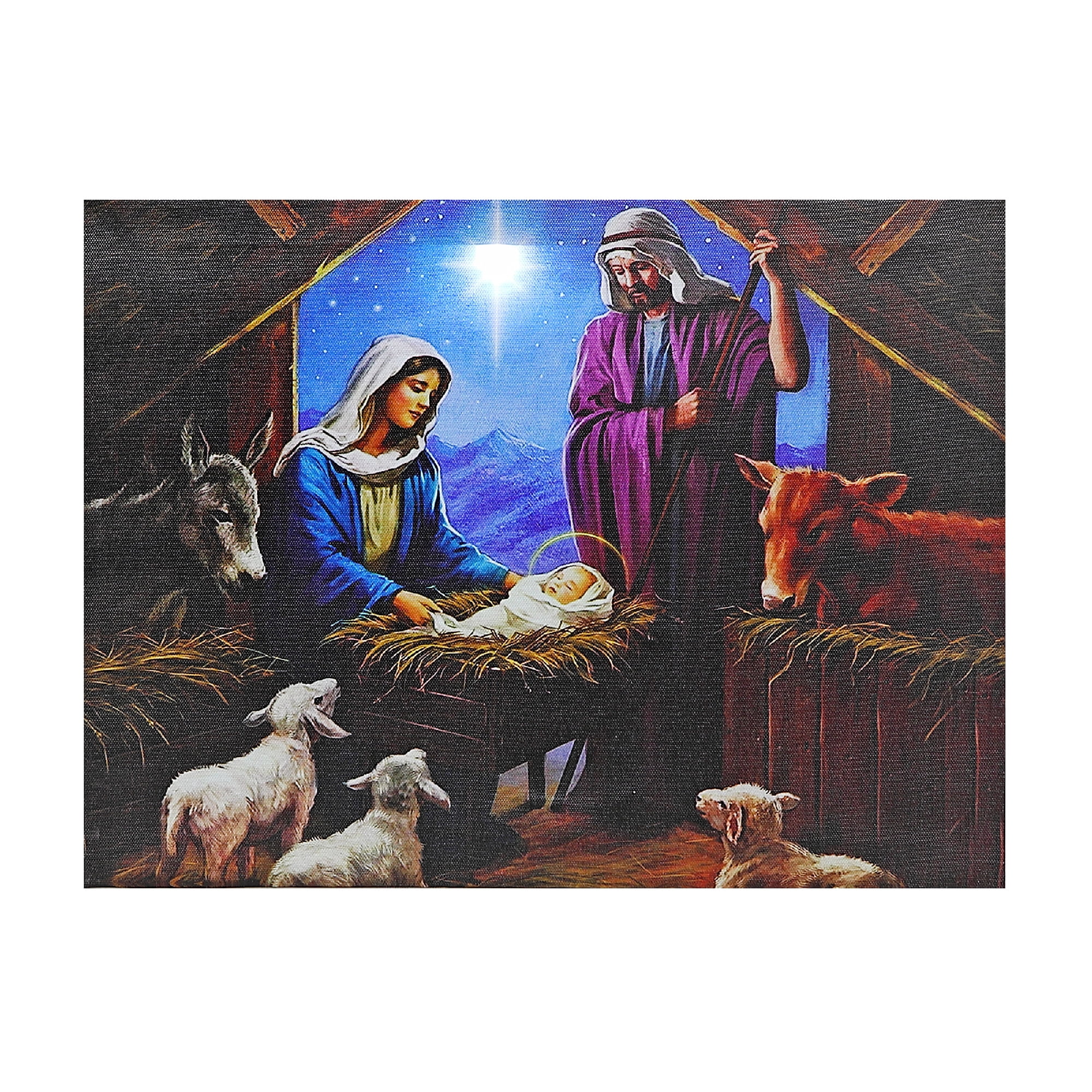 Maison Concepts Christmas Led Canvas Wall Art Nativity Scene 12X16 ...