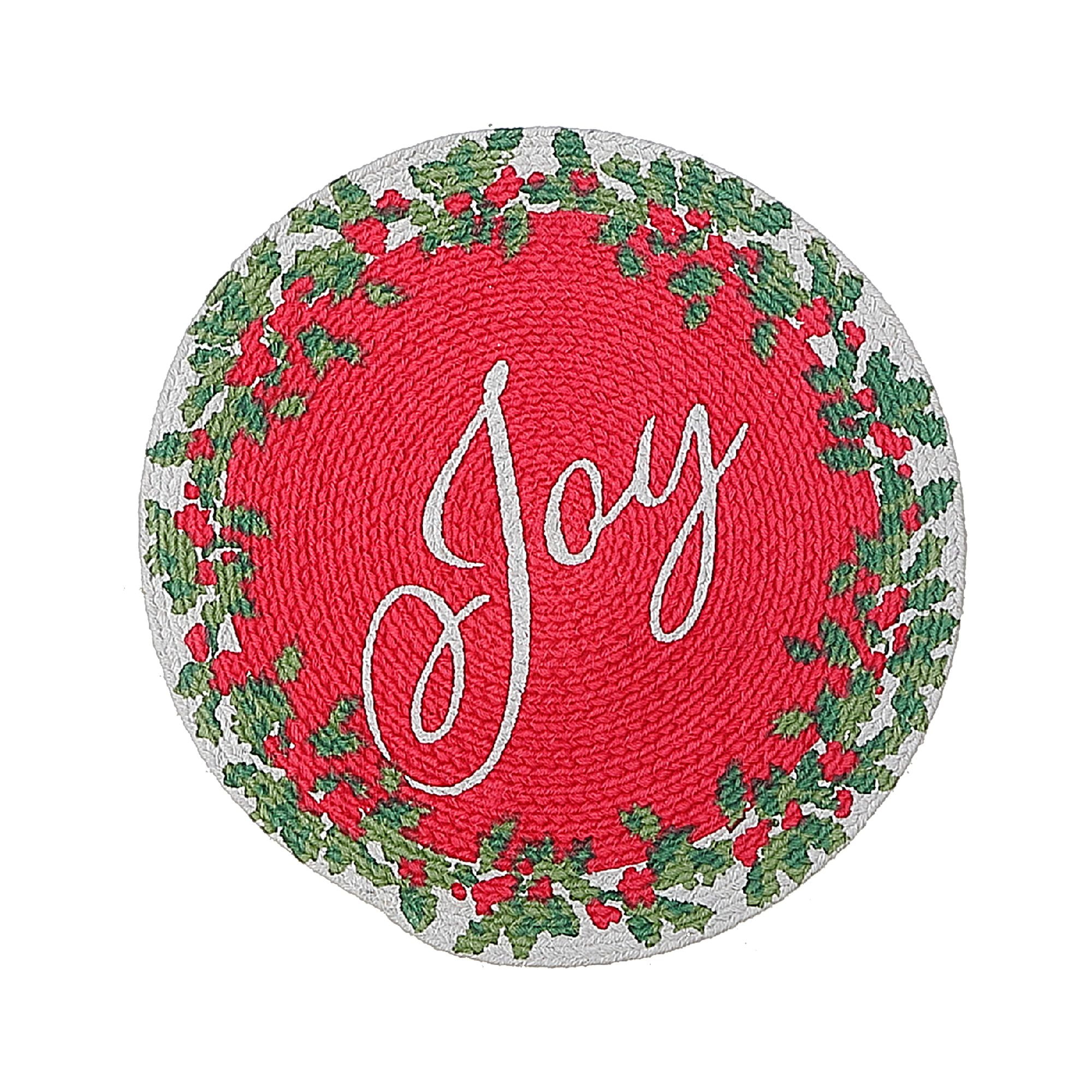 Maison Concepts Christmas Printed Round Cotton Rope Placemat Joy - Set ...