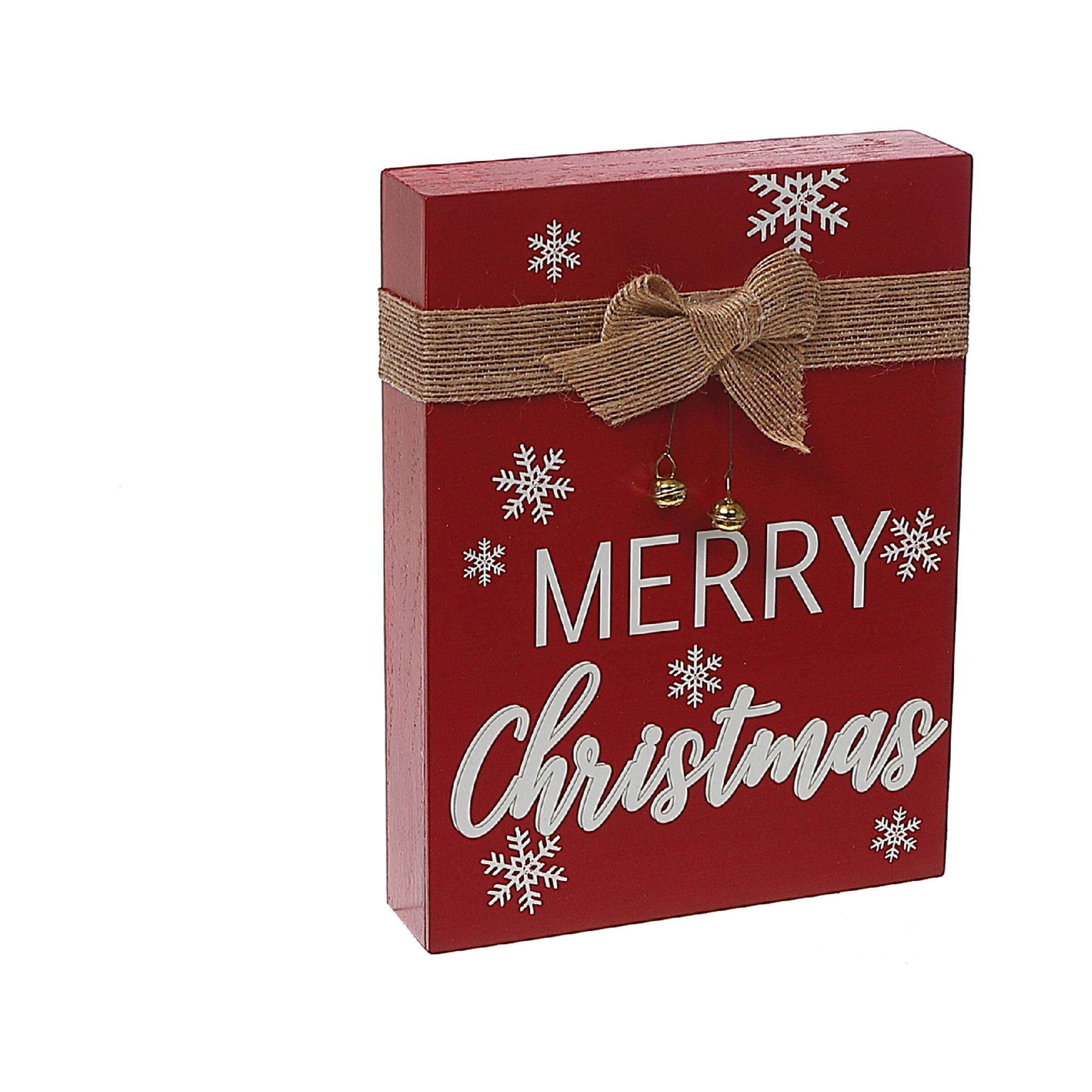 Maison Concepts Christmas Rectangle Table Block With Bow Merry ...