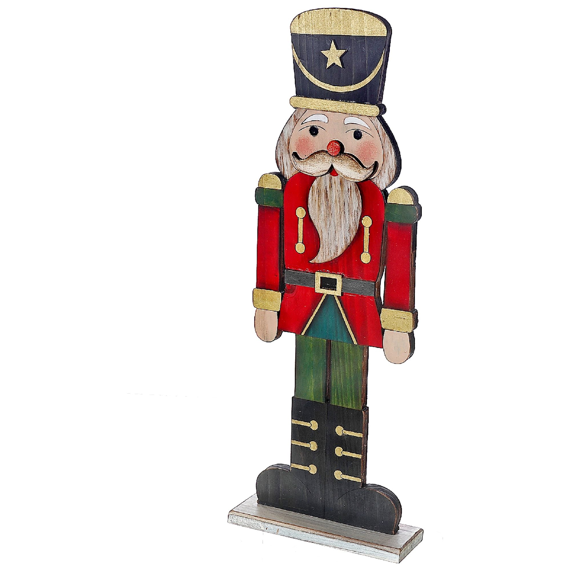 Maison Concepts Christmas Wooden Nutcracker On Stand Black Hat (6L X 2 ...