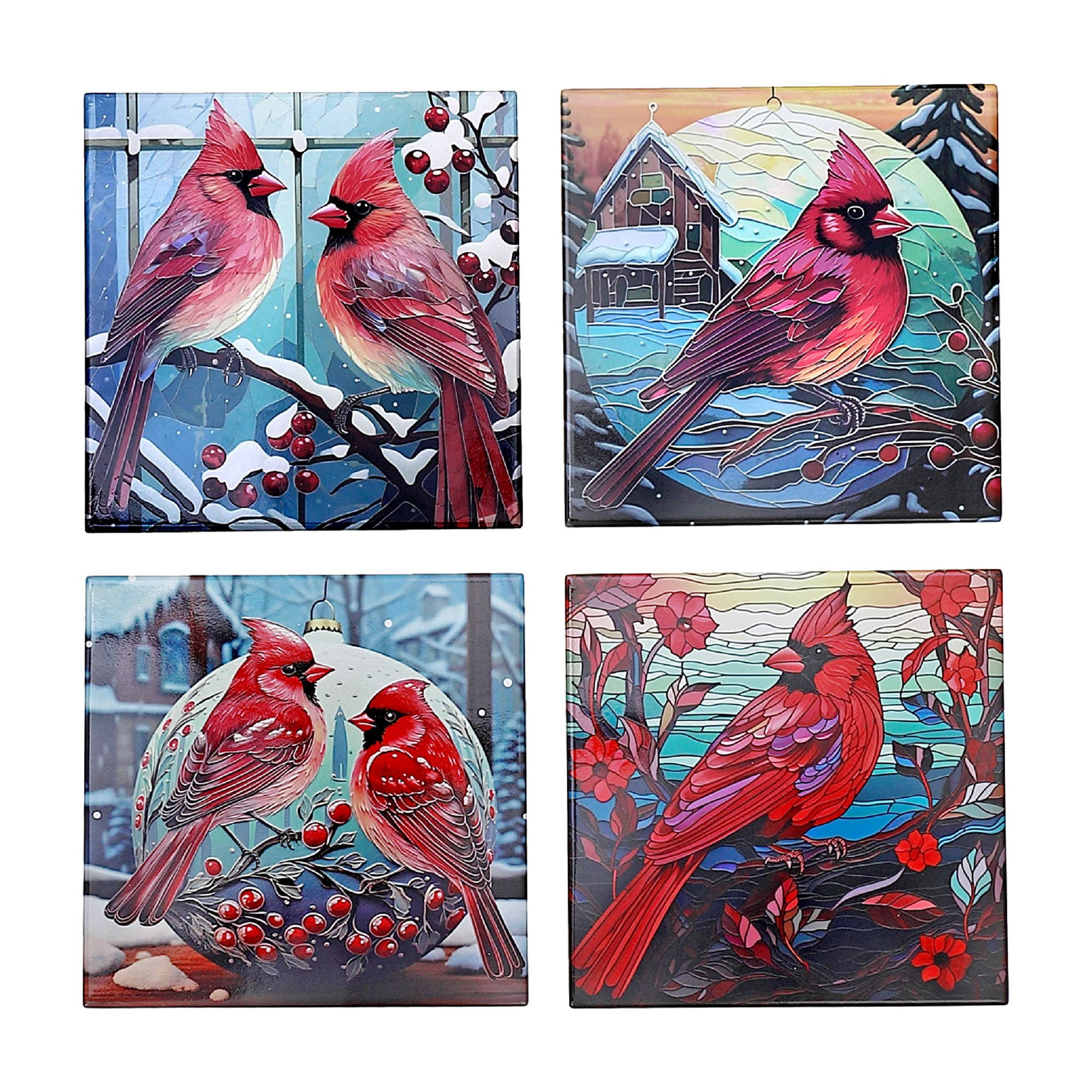 Maison Concepts Coaster Square Ceramic Trivet Cardinal - Set of 4 - 8 L ...