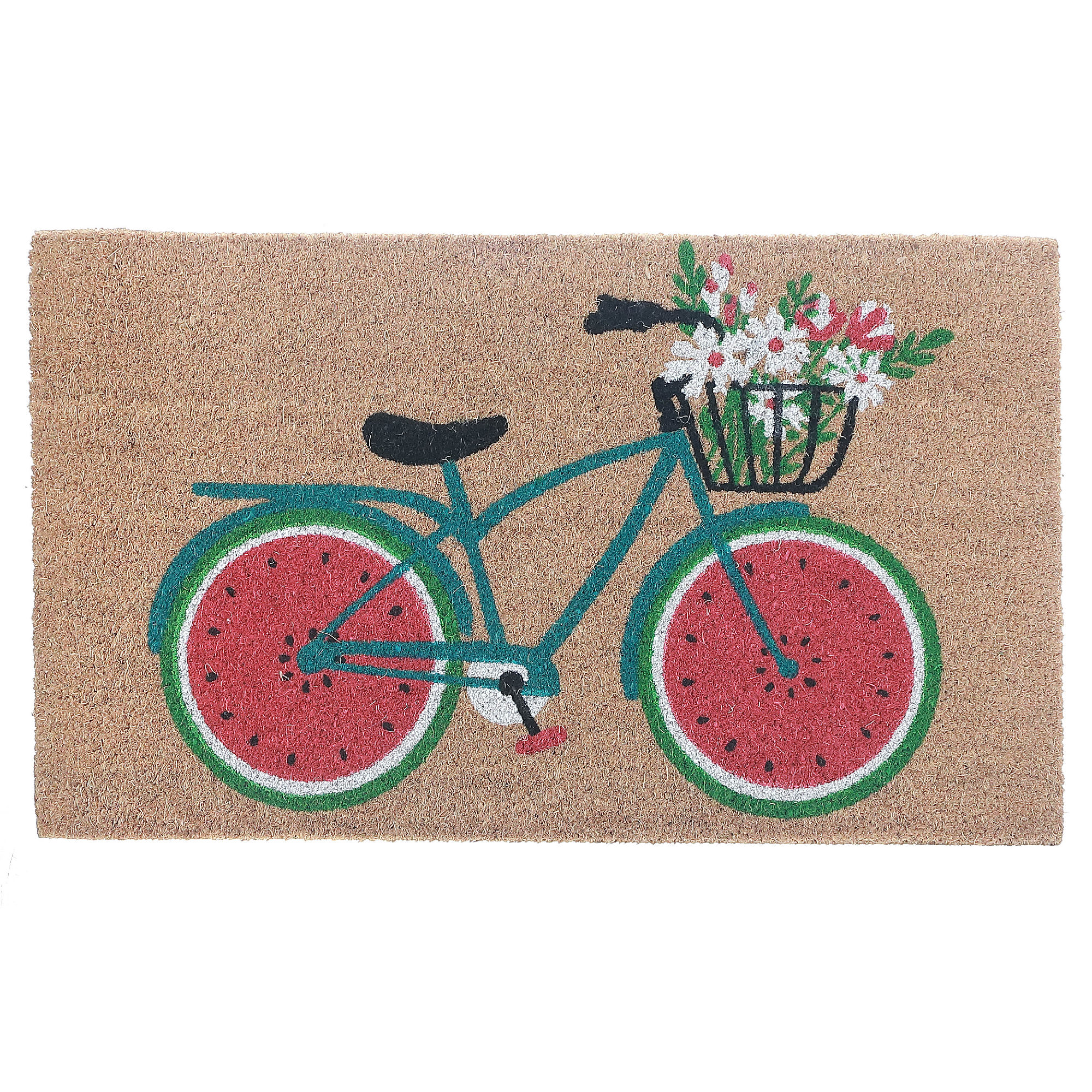 Maison Concepts Coir Door Mat Bicycle With Flower (Multi) 18" X 30" X 2 ...