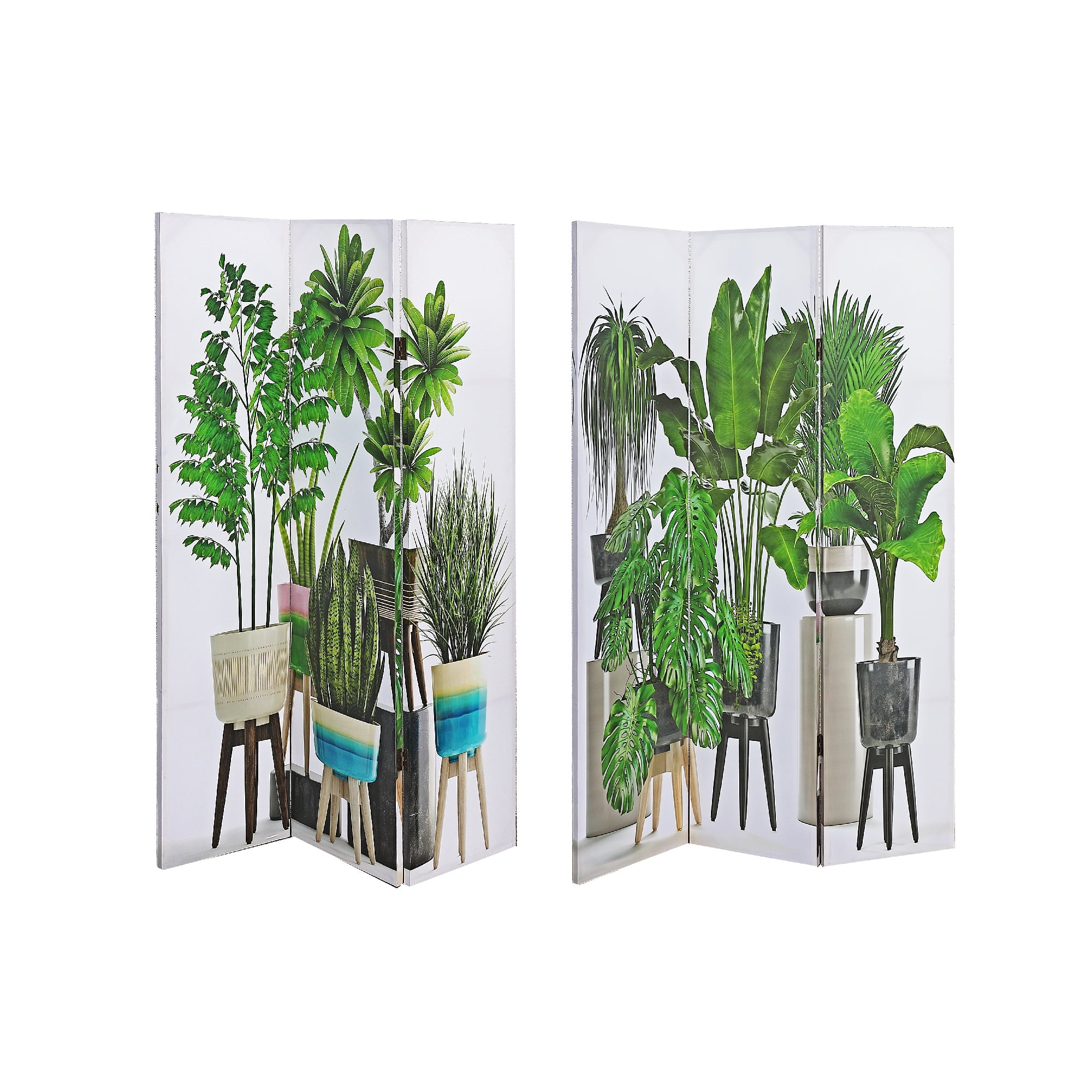 Maison Concepts Double Sided Canvas Screen Potted Plants (47.5L X 1W X ...