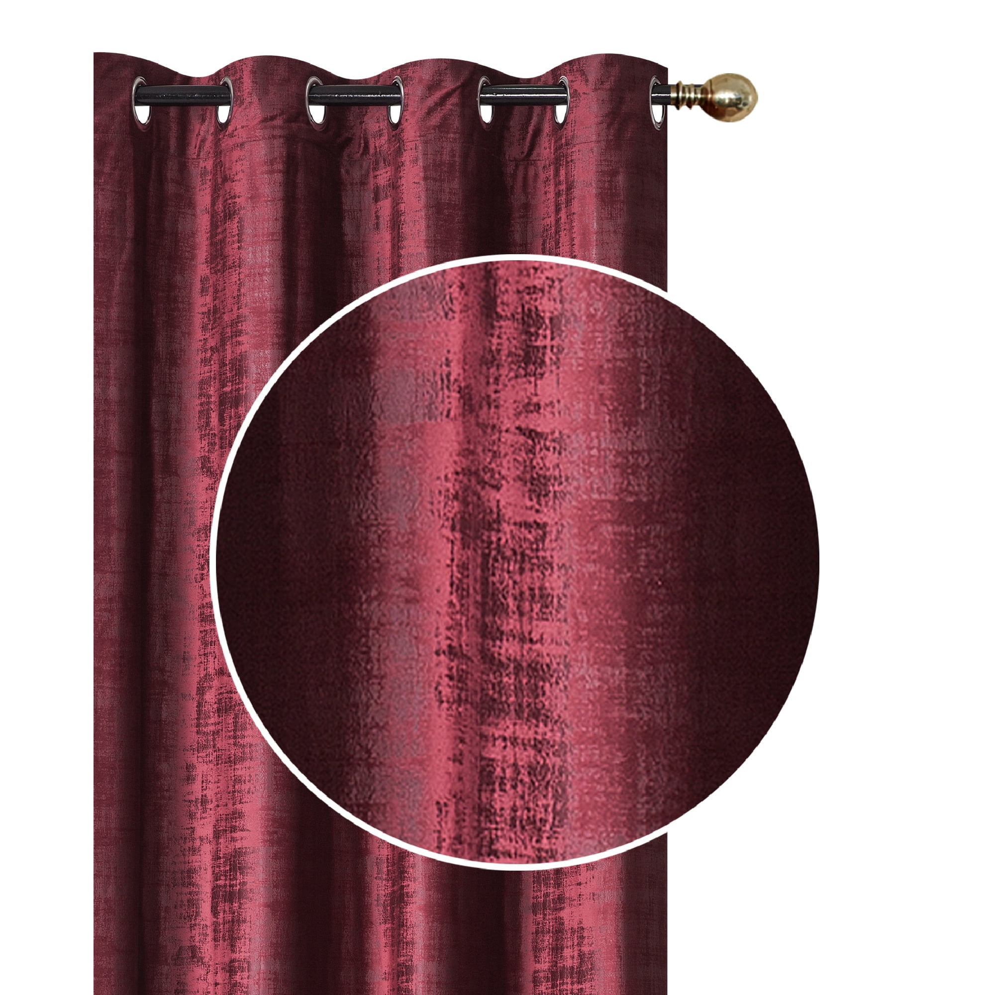 Maison Concepts Burgundy Velvet Blackout Curtains, Embossed Rubber ...