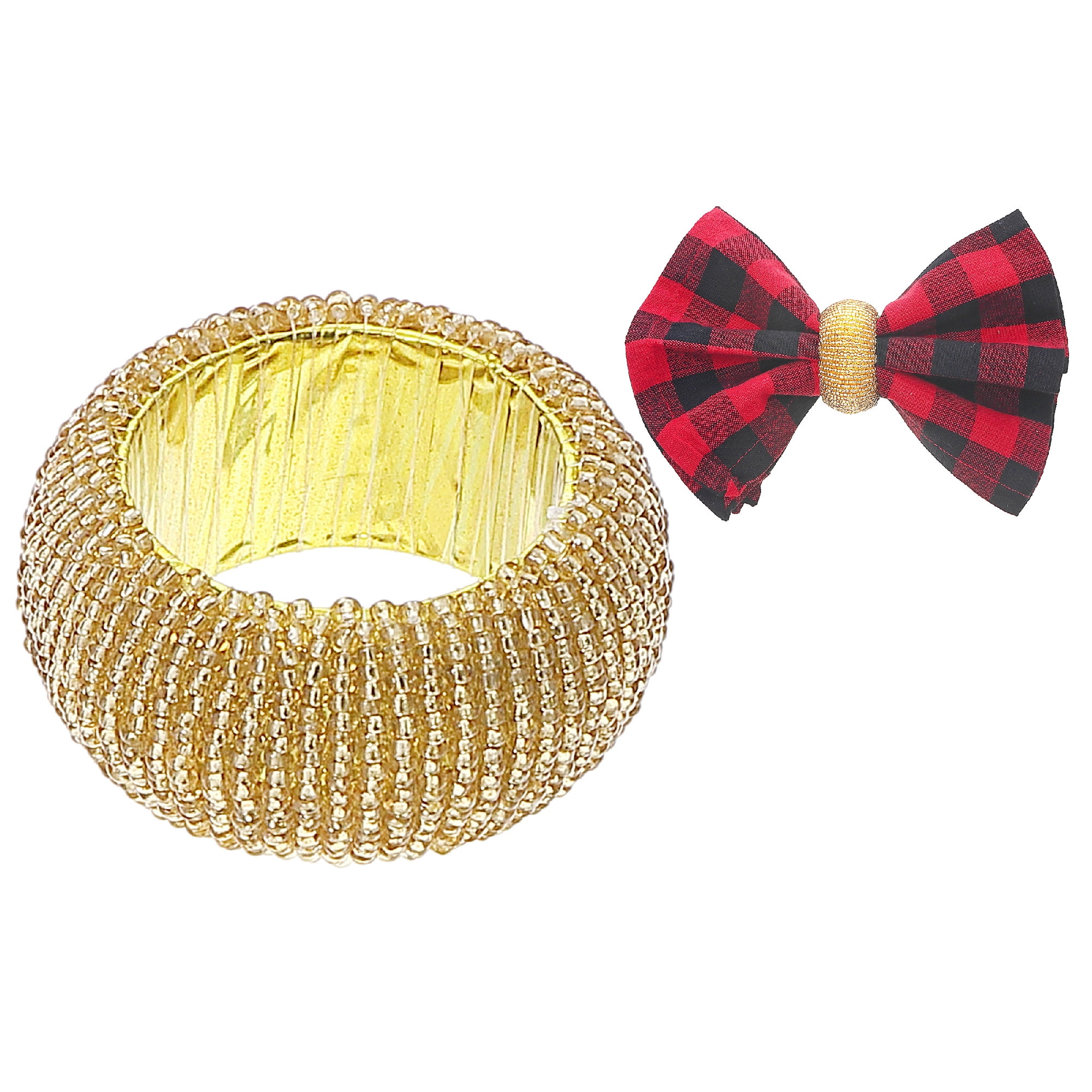 Maison Concepts Gold Beaded Napkin Ring - Set of 6 (2.5L X 2W X 2.5H ...