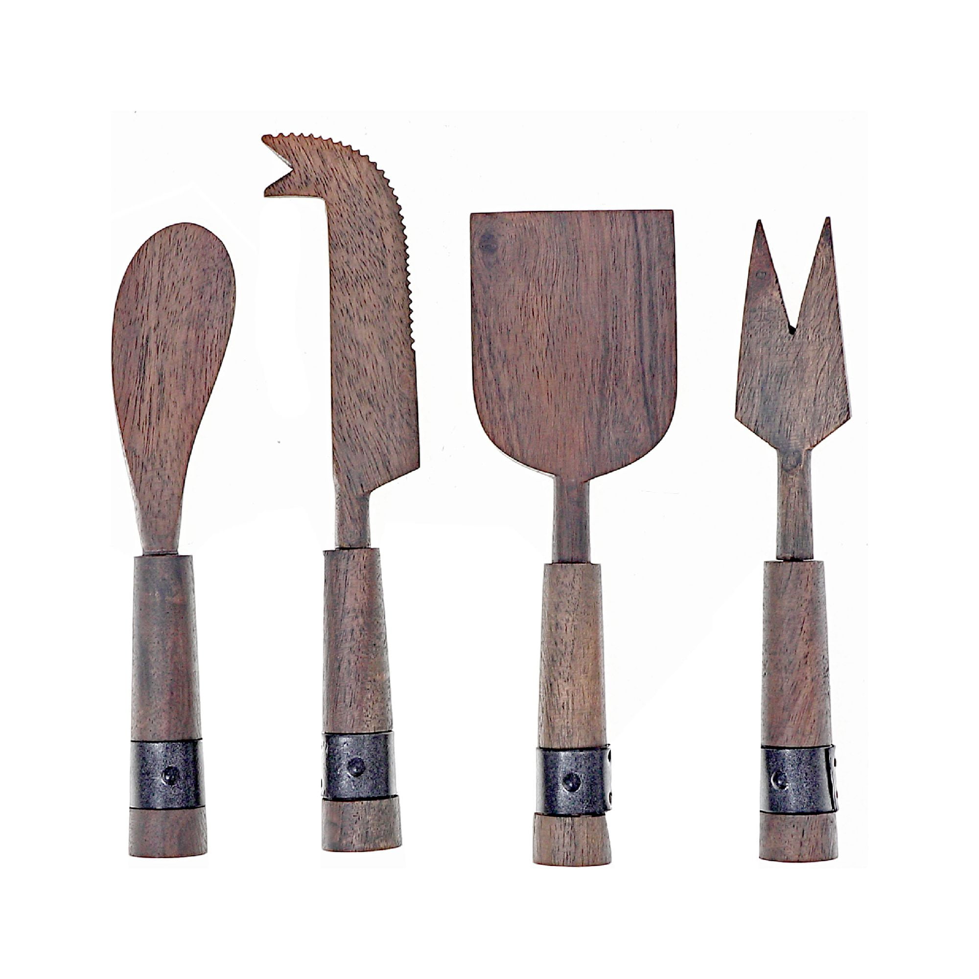 Maison Concepts Gray Acacia Wood With Riveted Gunmetall 4 Pc Cheese ...