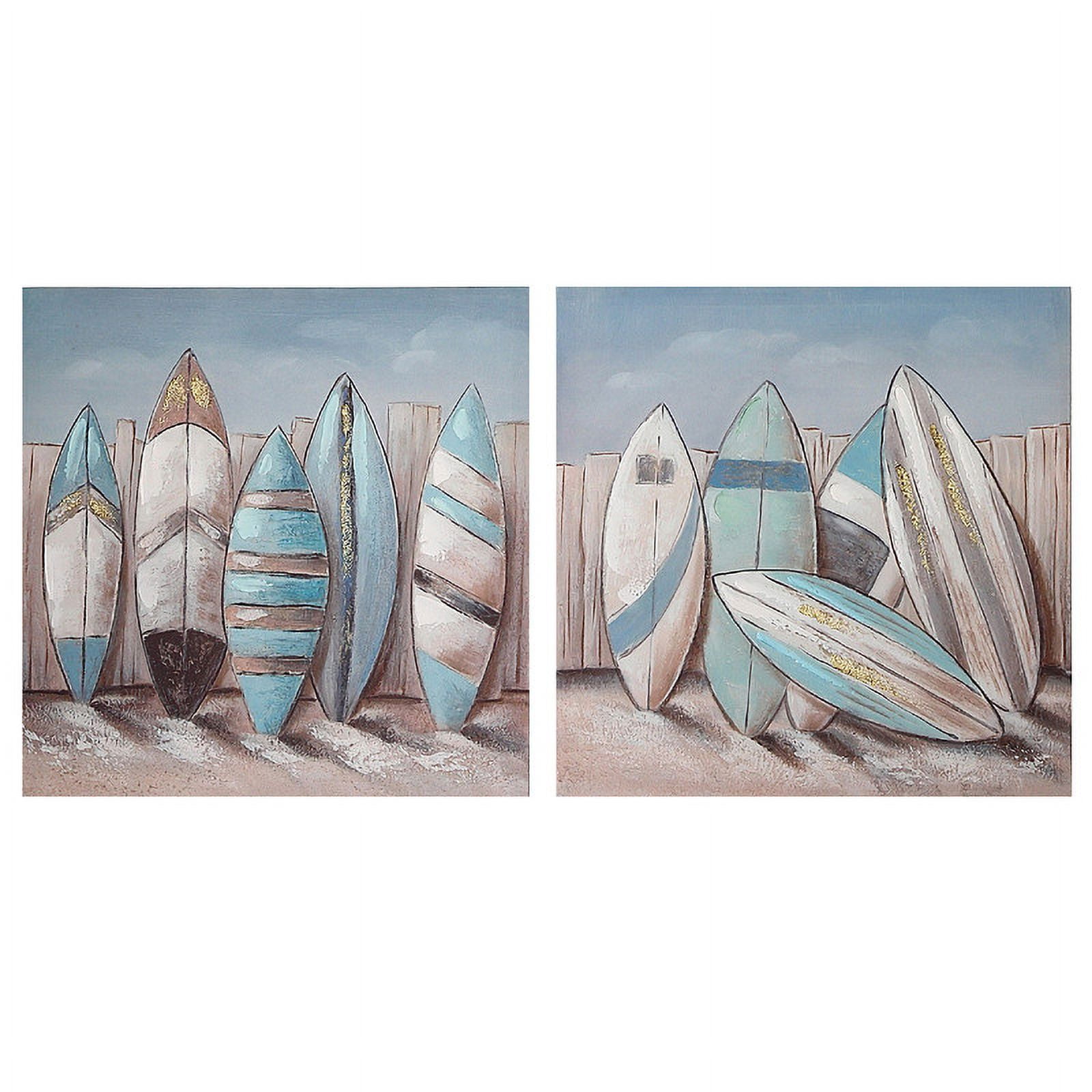 Maison Concepts Hand Painted Canvas Wall Art (Surf Boards) - Set of 2 ...