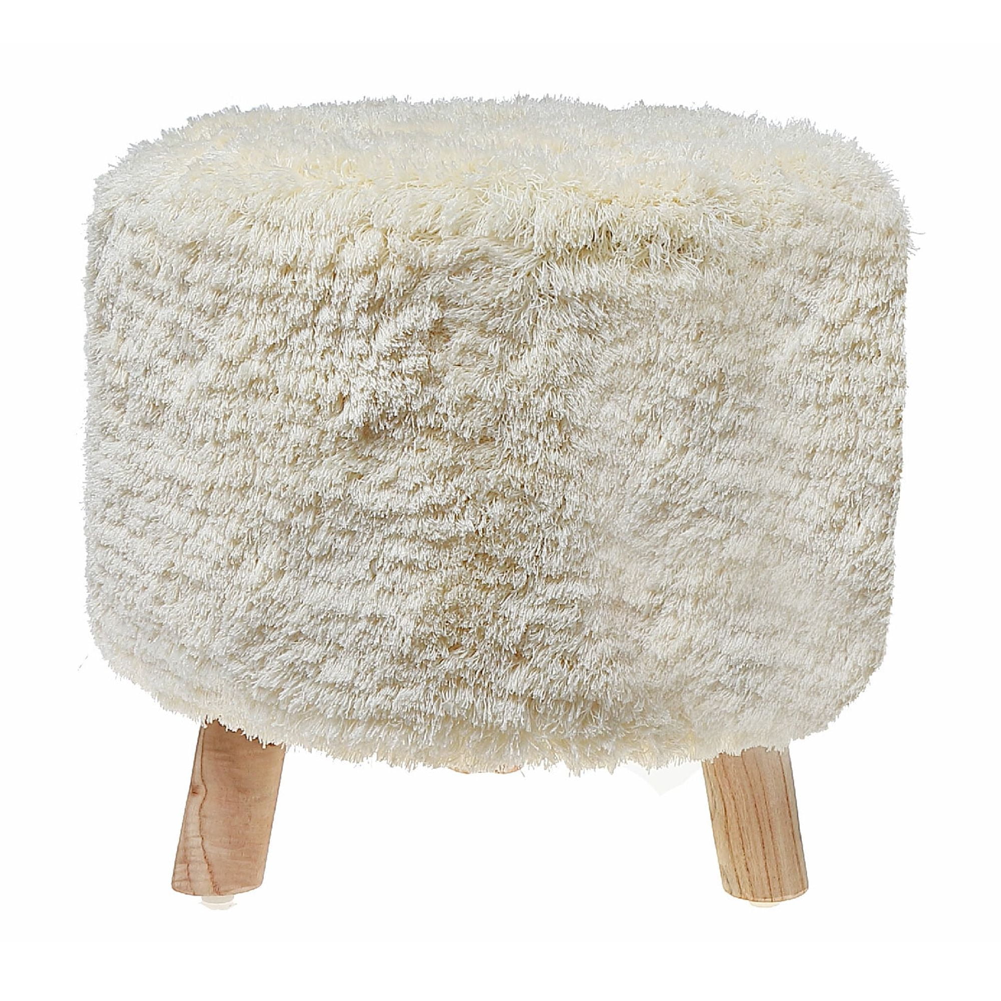 Maison Concepts Handwoven Pouf Wooden Stand Cream (Cream) 40" X 40" X ...