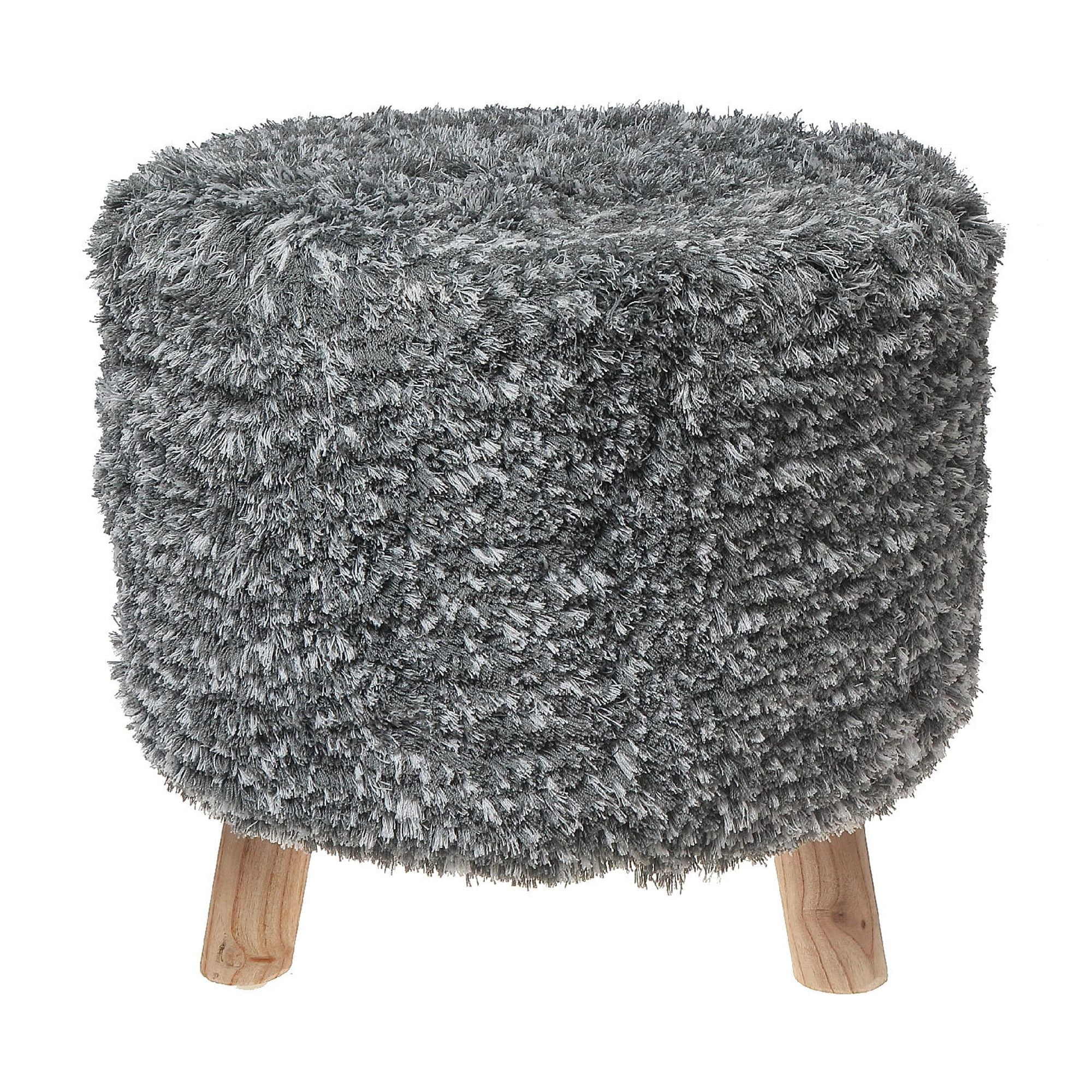 Maison Concepts Handwoven Pouf Wooden Stand Grey (Gray) 40" X 40" X 40 ...