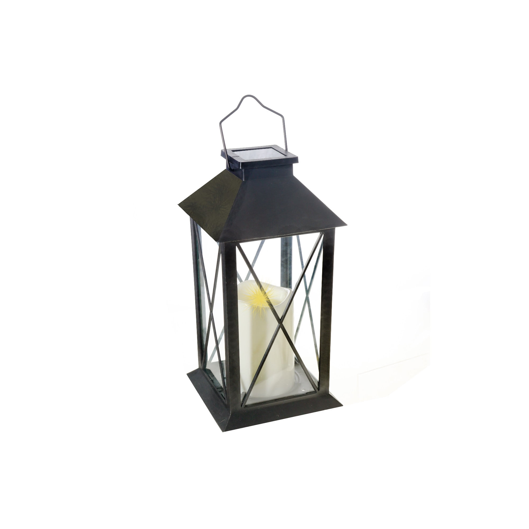 Maison Concepts LED Solar Clear Glass Pane Lantern with Faux Candle ...