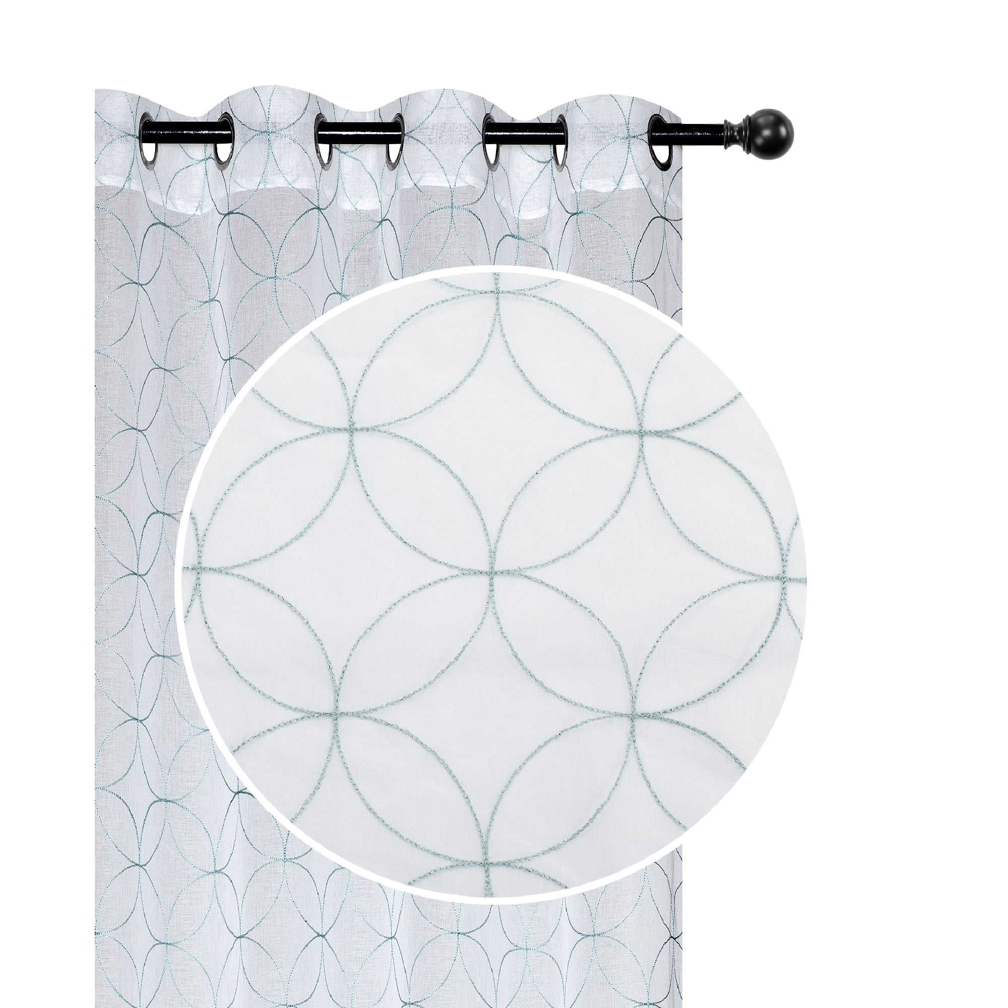 Maison Concepts Lurex Embroidered Sheer Panel W 8 Grom Curved Diamond ...
