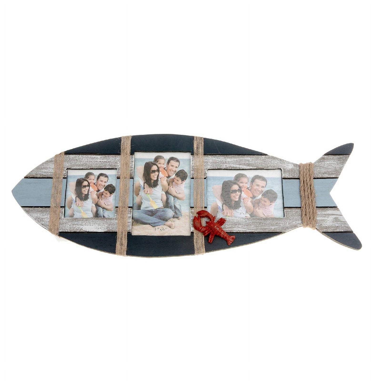 Maison Concepts Nautica Fish Shape Photo Frame With 3 Openings (21.65L ...