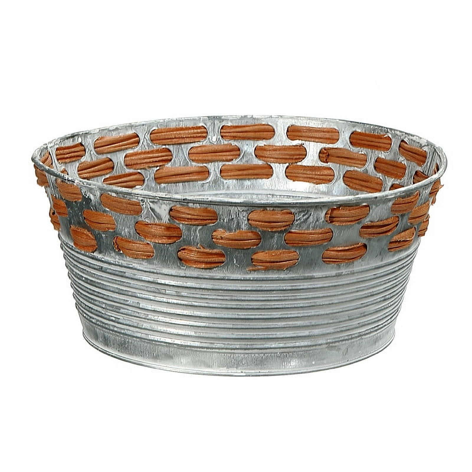 Maison Concepts Round Metal Planter With Weaving (9.5L X 9.5W X 4.3H ...