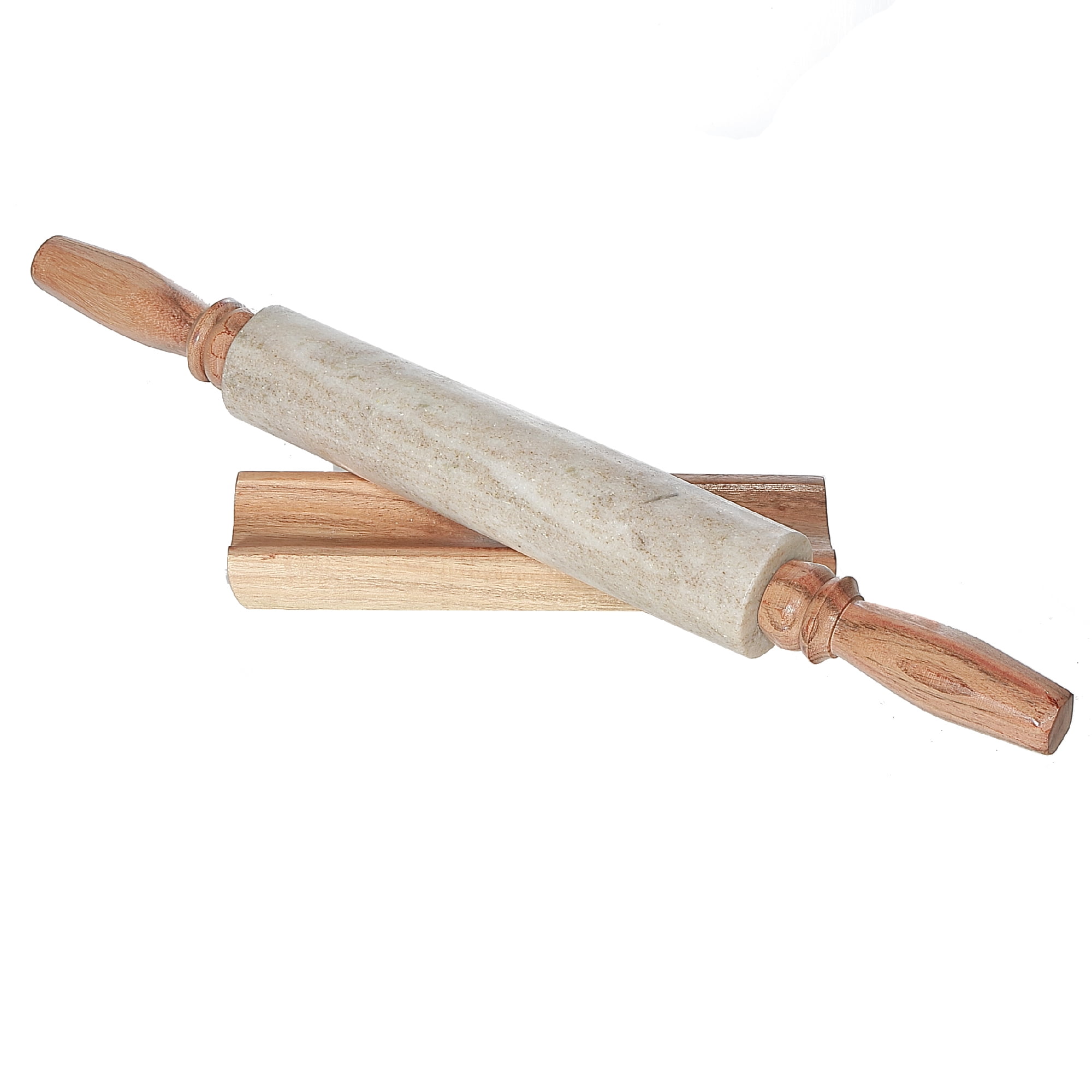 Maison Concepts Stone Marble & Wooden Handle Rolling Pin With Wooden ...
