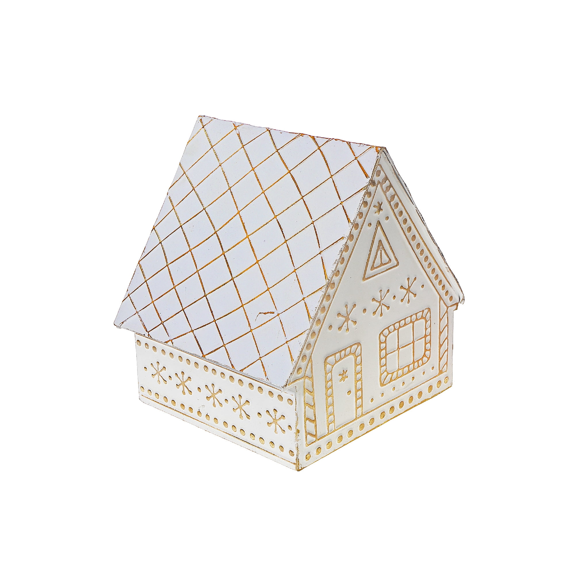 Maison Concepts Tabletop Gold And White Gingerbread Metal House - 10.63 ...