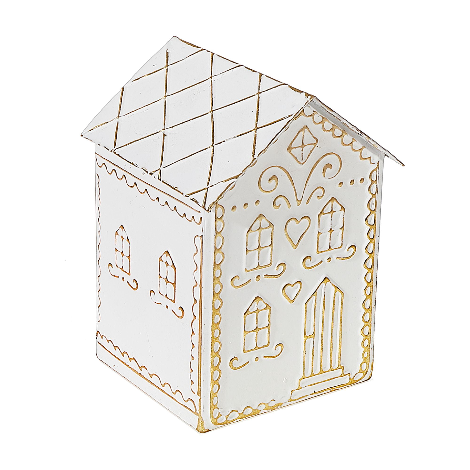 Maison Concepts Tabletop Gold And White Gingerbread Metal House - 5.31 ...