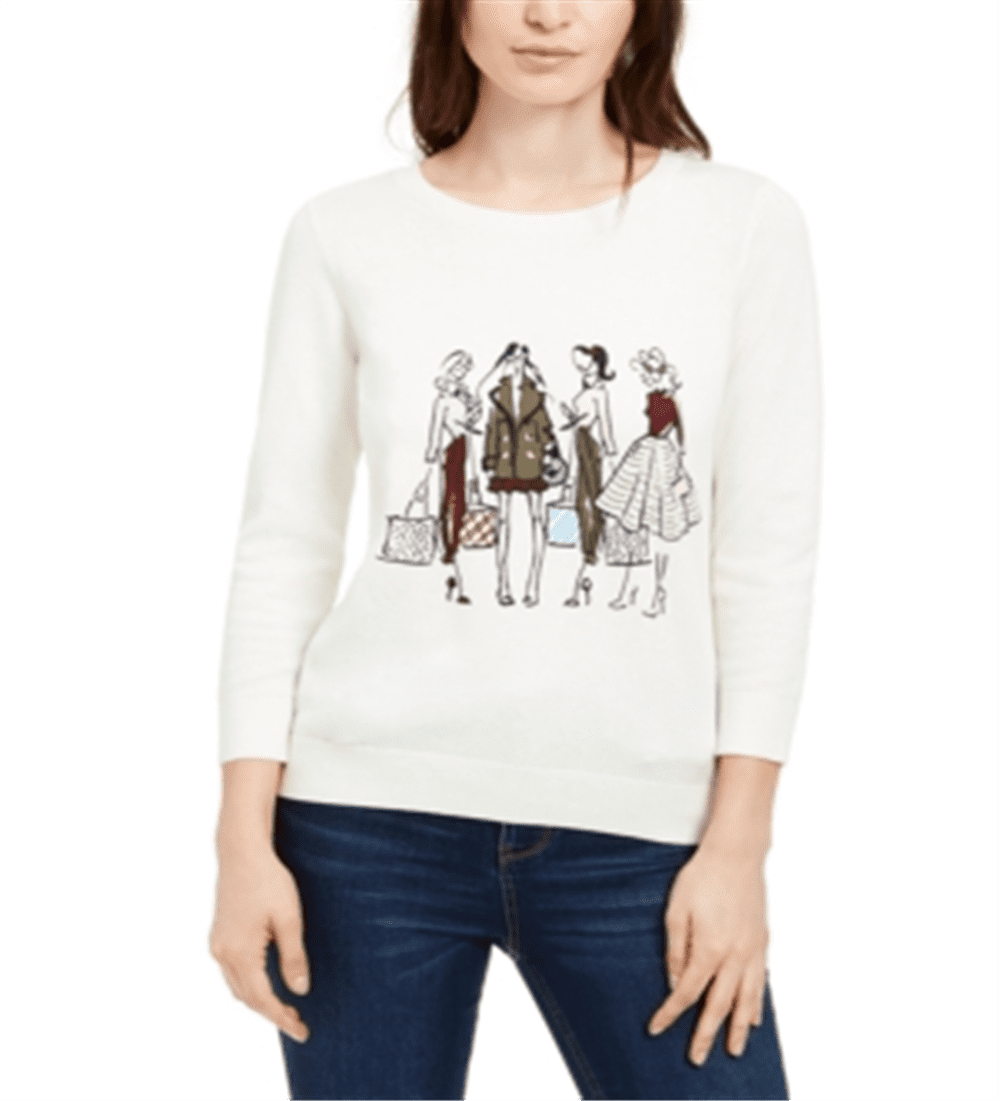 Maison Jules Girl's Go Shopping Sequin Sweater White Size Small ...